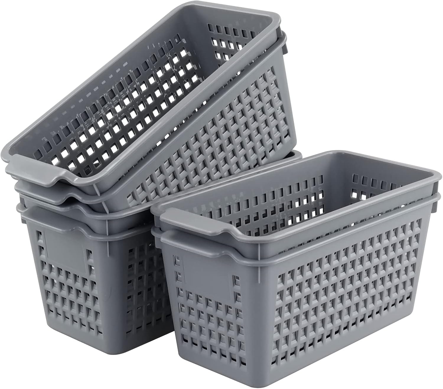 Amazon.com: CadineUS 6 Packs Small Gray Basket, Plastic Kitchen Storage ...