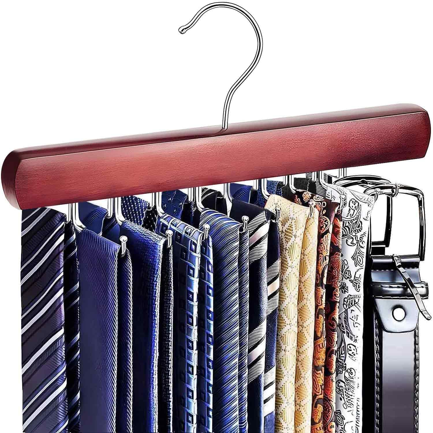 Amazon.com: KEOAMG Tie Rack Hanger for Closet, Wooden Tie Hangers for ...