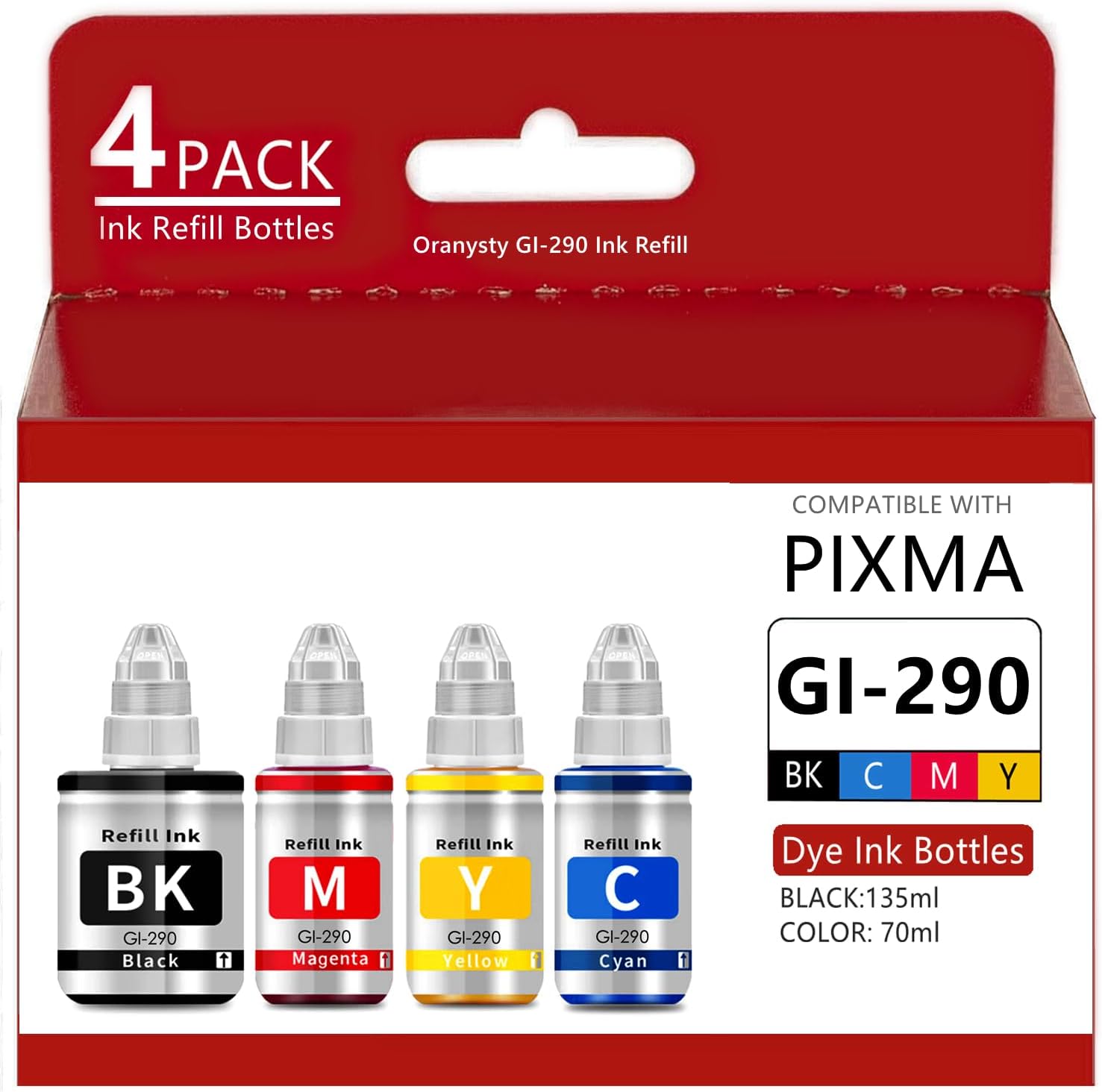 Amazon.com: Compatible GI290 Refill Ink Bottles Replacement for Canon PIXMA G1000 G1200 G1800 ...