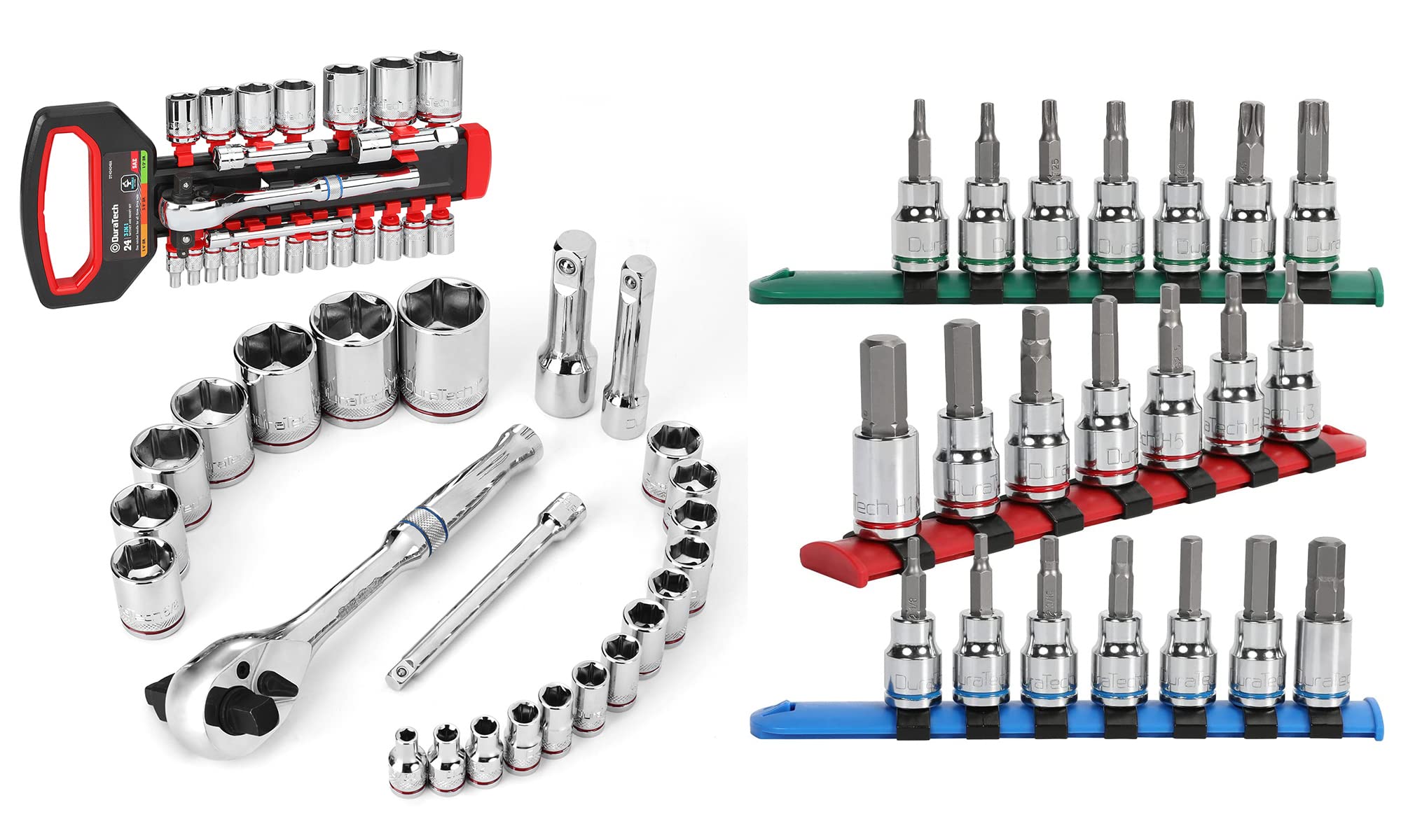 Amazon.com: DURATECH 21-Piece Bit Socket Set & DURATECH 24-Piece Socket ...