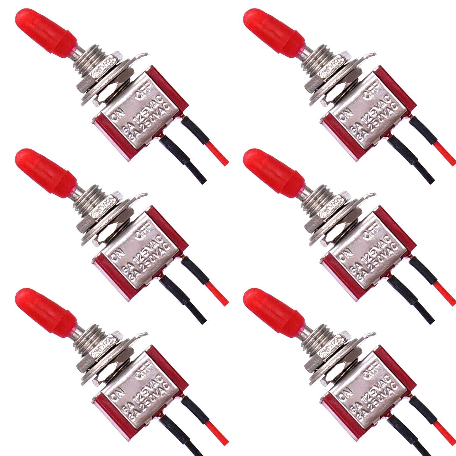 Amazon.com: weideer 6pcs Sub-Mini Toggle Rocker Switch ON/Off 2 Position 2 Pin SPST with Pre ...