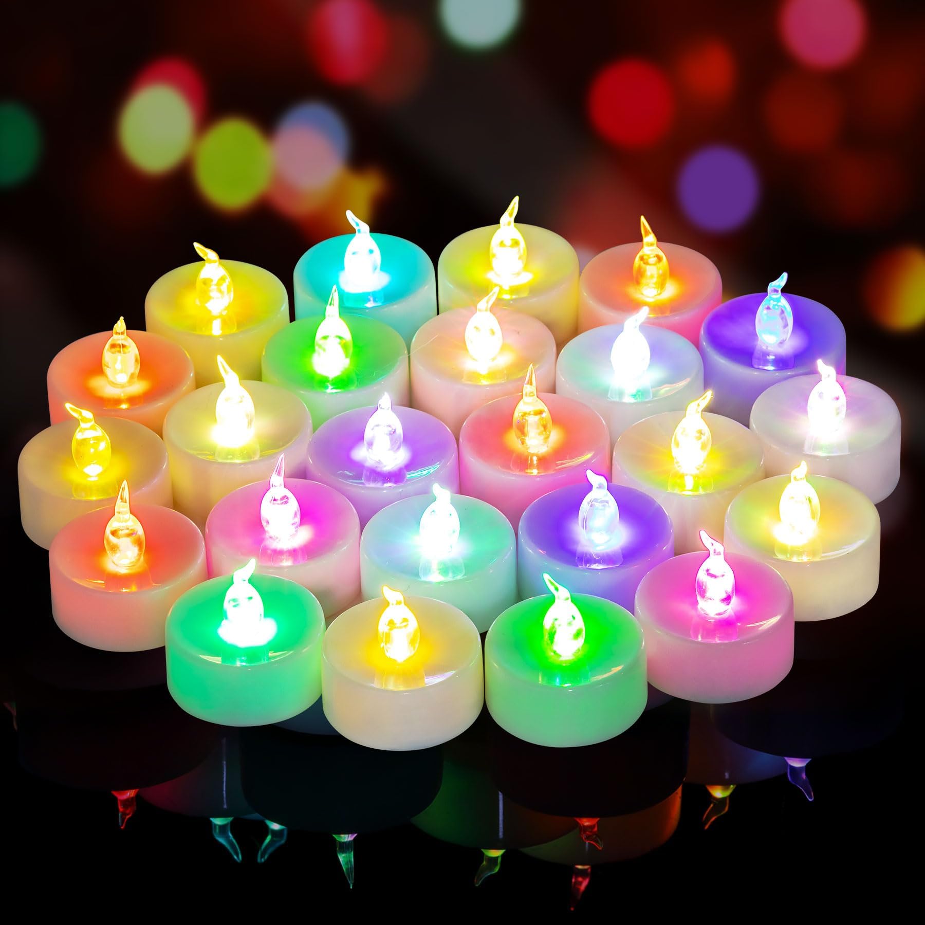 Amazon.com: Yakpo 24 Pack Fast Color Changing Tea Lights Battery ...