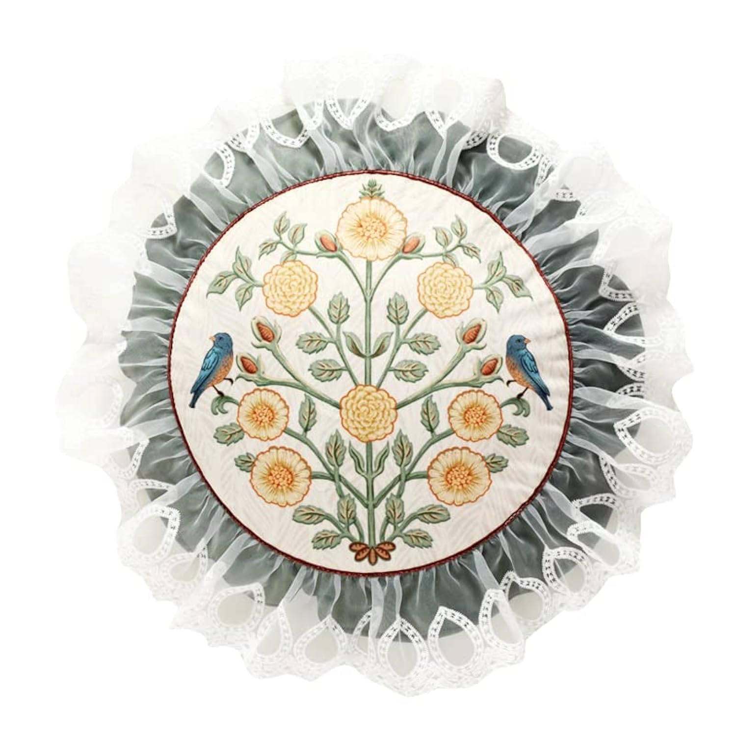 Amazon.com: patdrea Designer Round Vintage Lace Throw Pillow Covers ...