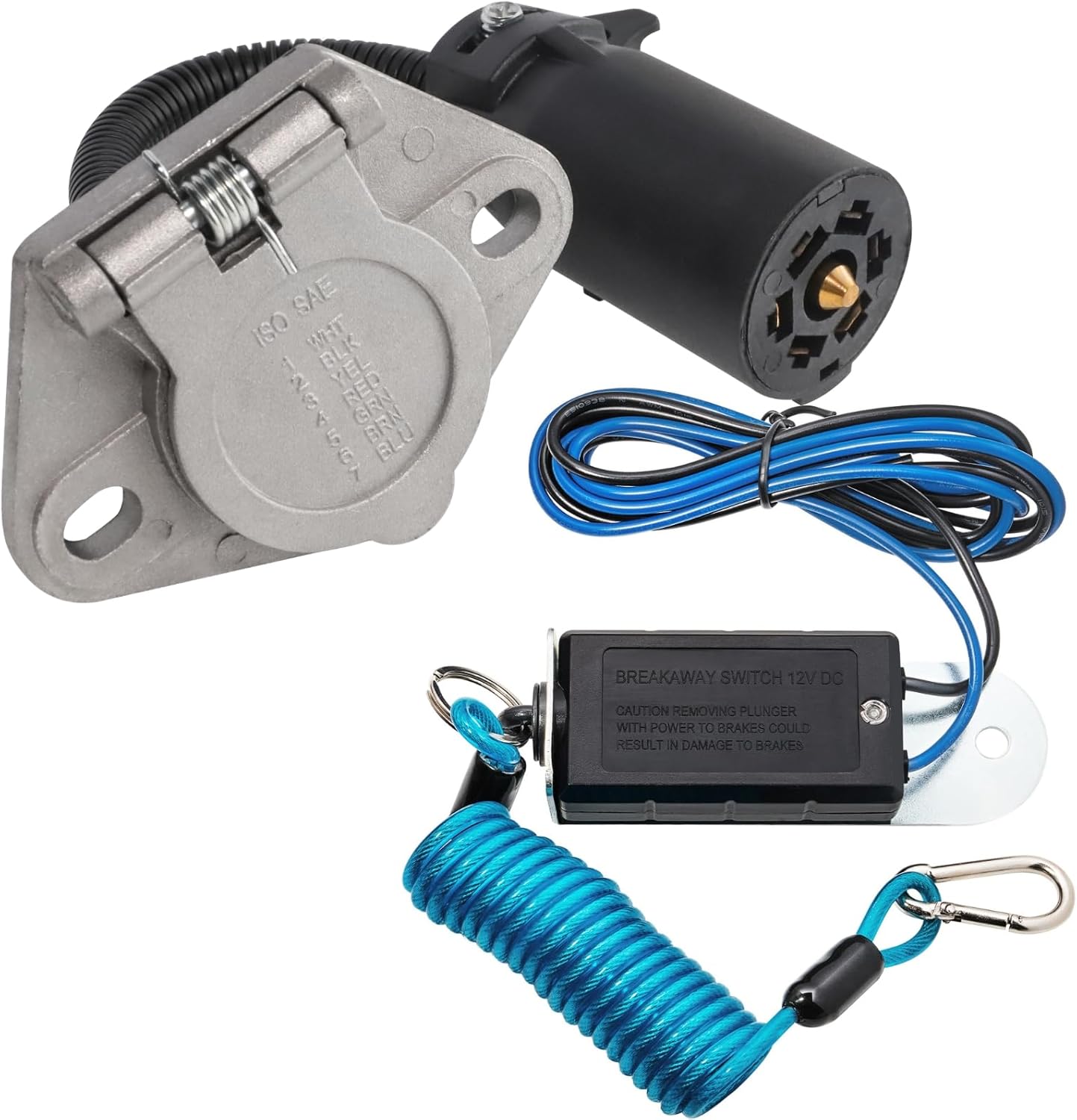 Amazon.com: MECMO 12V Trailer Breakaway Switch 4 ft w/ 7-Way RV Blade ...