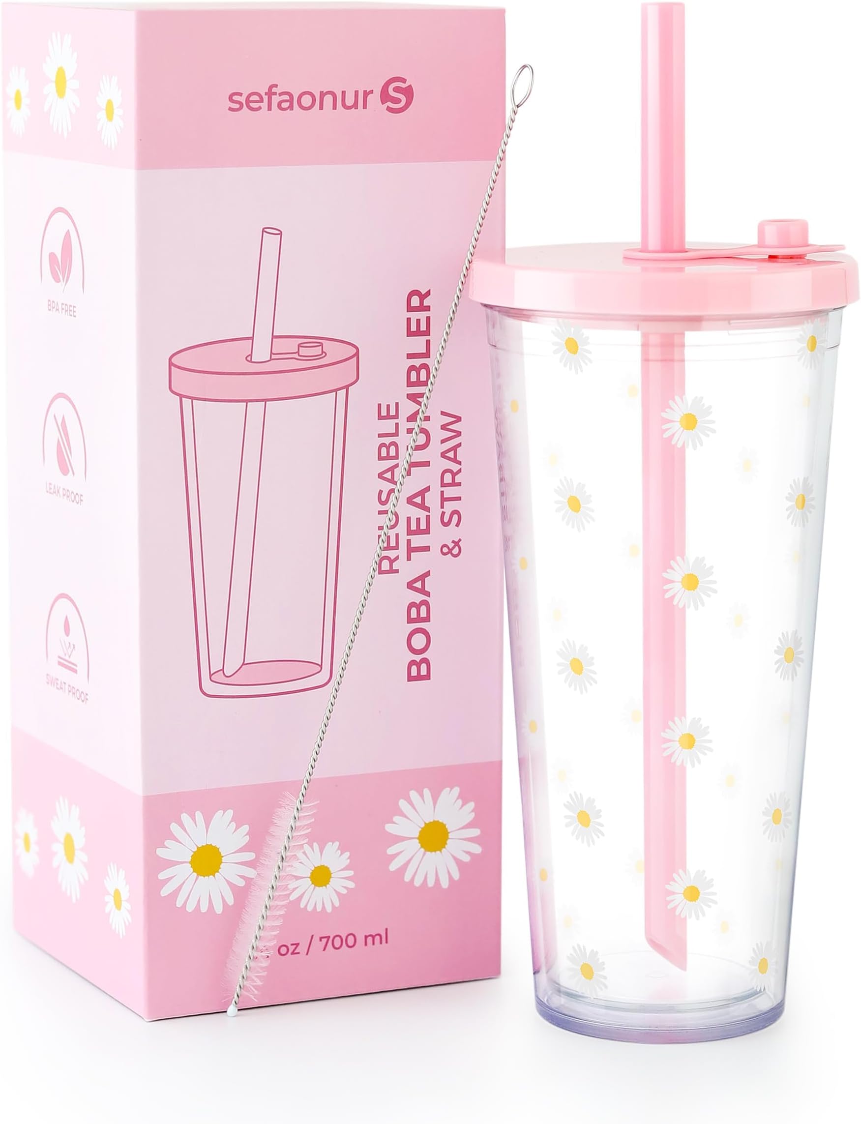 Amazon.com | EleBoba 24oz Reusable ASA Premium Acrylic Boba Cup with ...