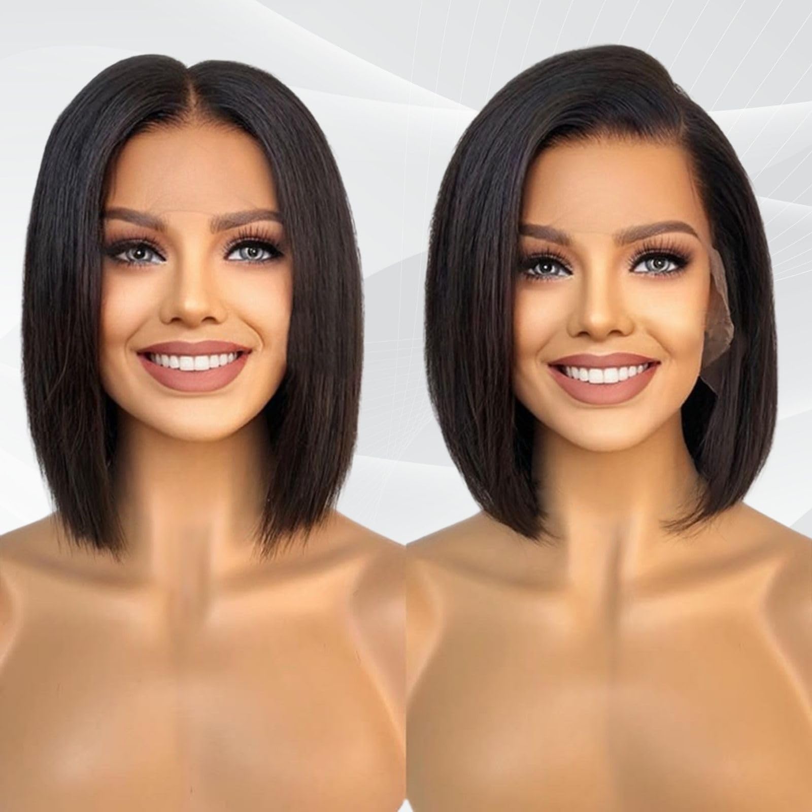 Amazon.com : DÉBUT Bob Wig Lace Front Wigs Human Hair Short Bob 10 ...