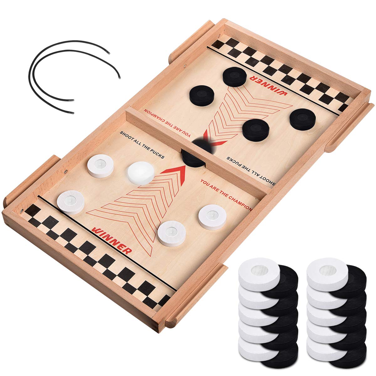Amazon.com: Fast Sling Puck Game Board, Large Size 21.3 inch Wood ...