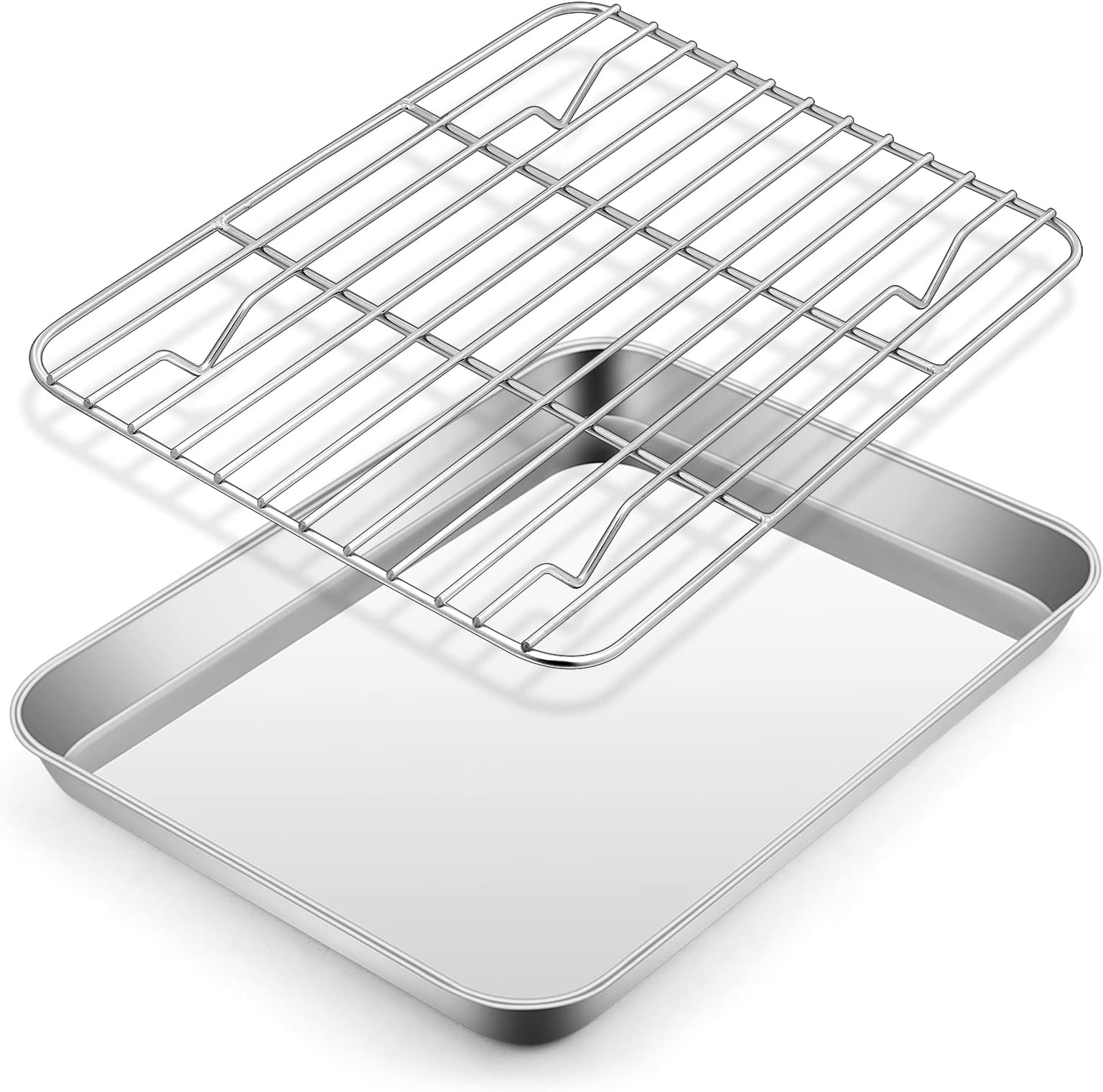 Amazon.com: 10.5 Inch Toaster Oven Pan with Rack, P&P CHEF Stainless ...