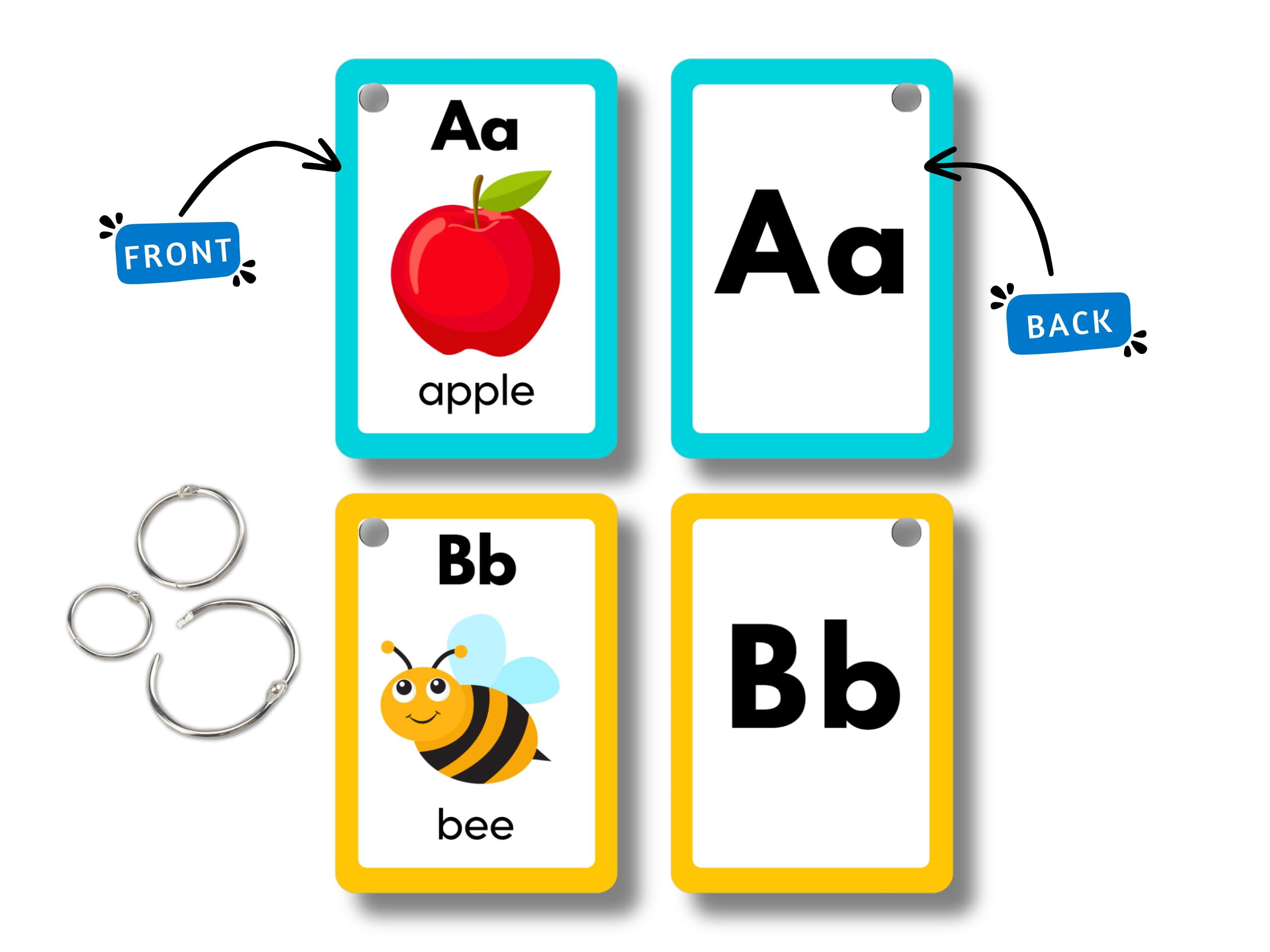 Alphabet Flash Cards Educational ABC Flash Cards, 26 Double Sided ...