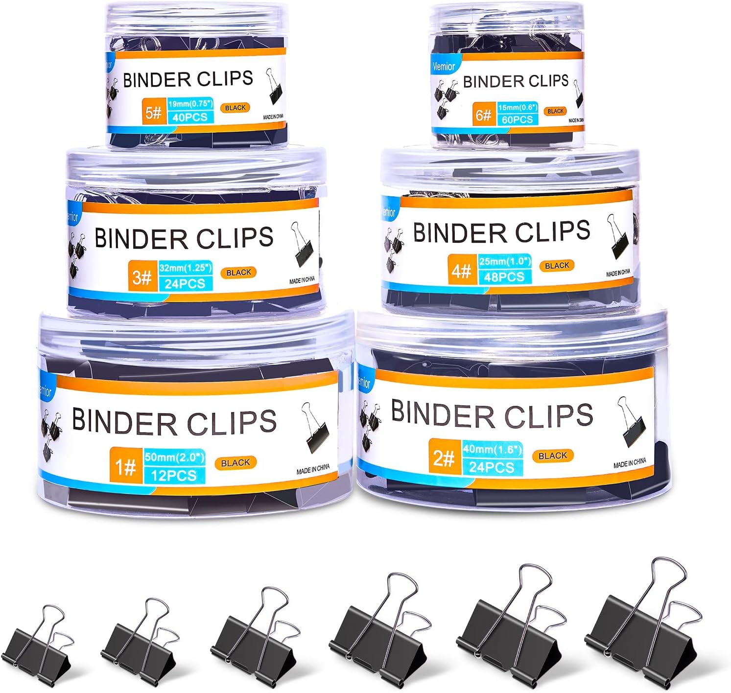 Amazon.com : Viemior 208 PCS Binder Clips Paper Clamps Assorted Sizes ...
