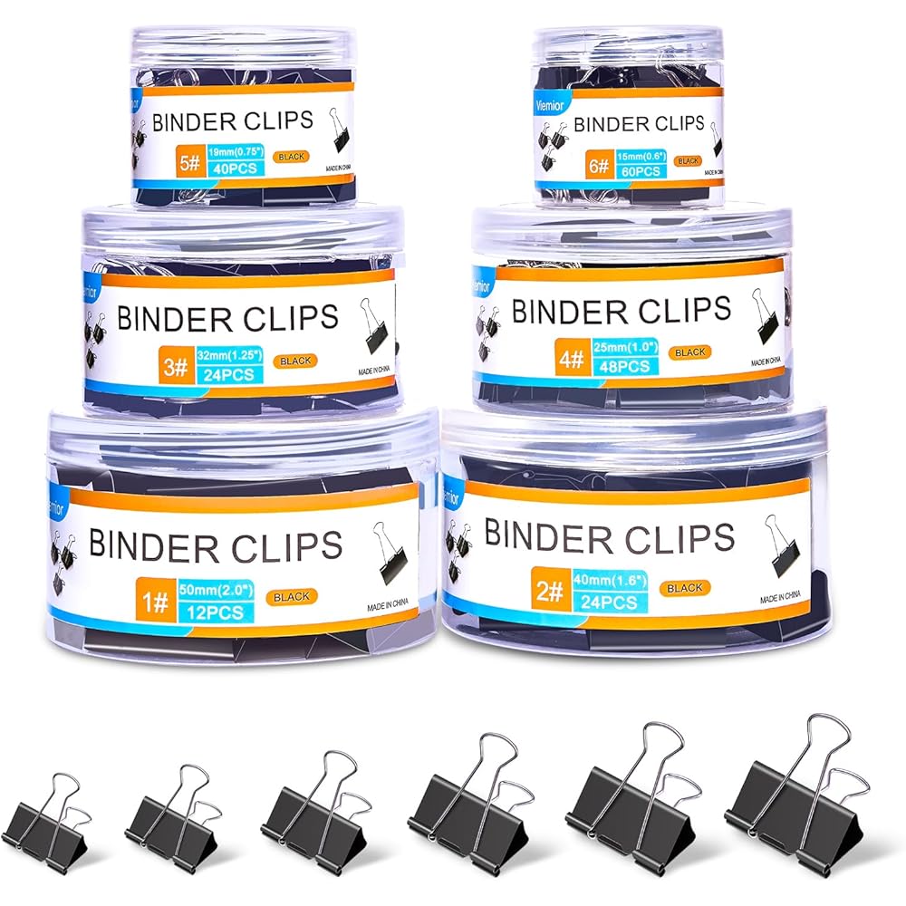 $3/mo - Finance 208 PCS Binder Clips Assorted Sizes, Black Binding ...