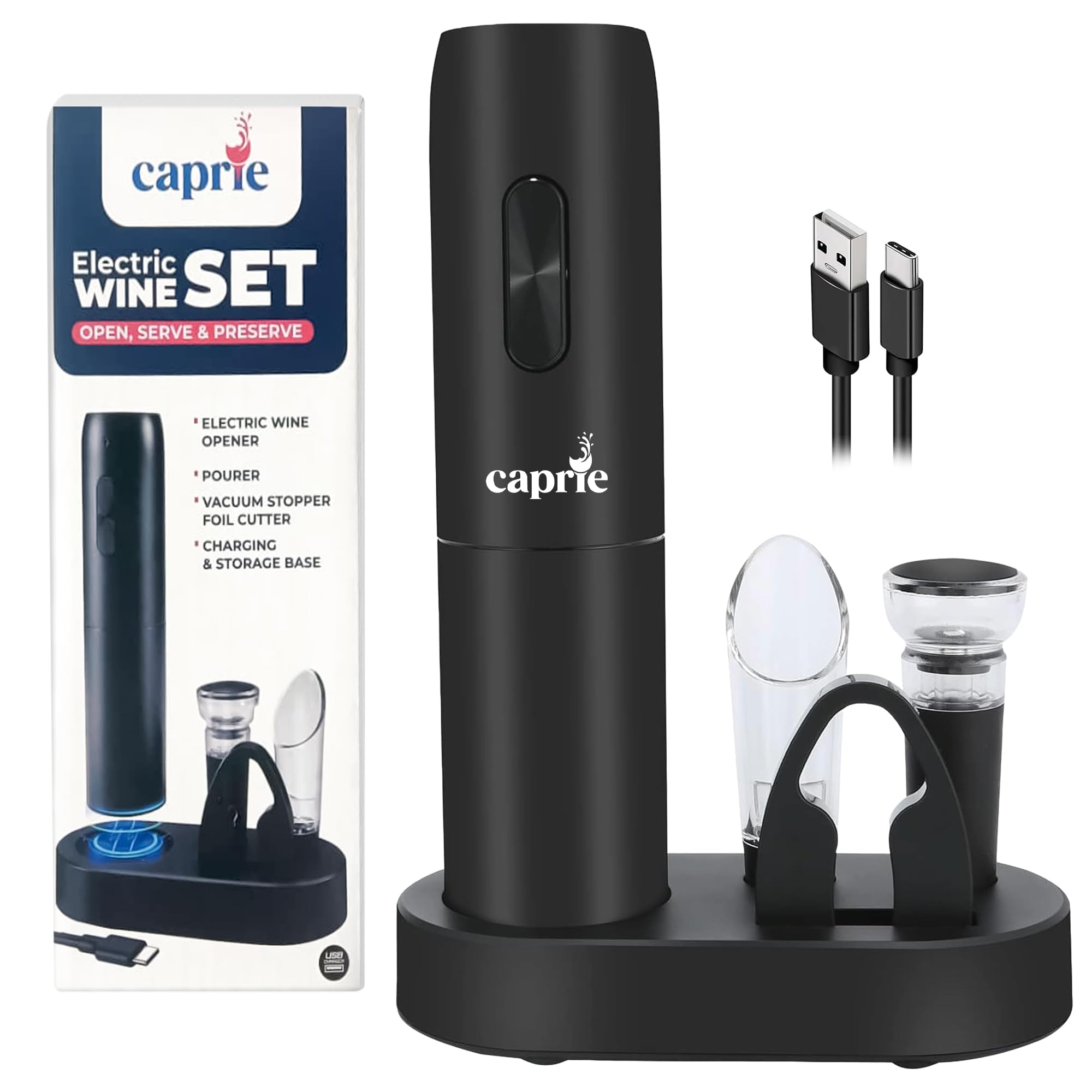 Amazon.com: Cordless Wireless Wine Opener Set, USB-C Chargeable Wine ...