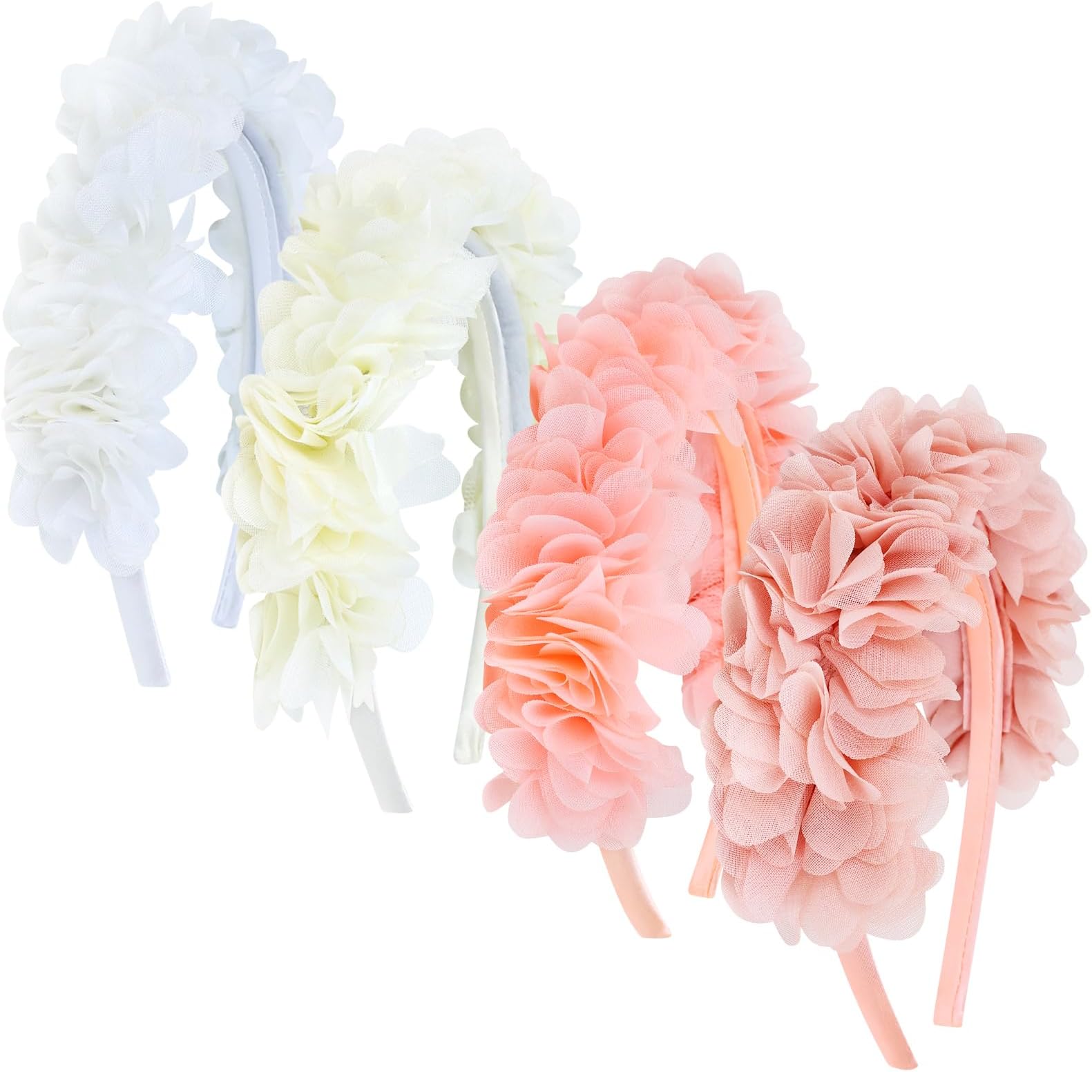 Amazon.com : Dizila 4 Pieces Plastic Chiffon Flower Headbands Floral ...
