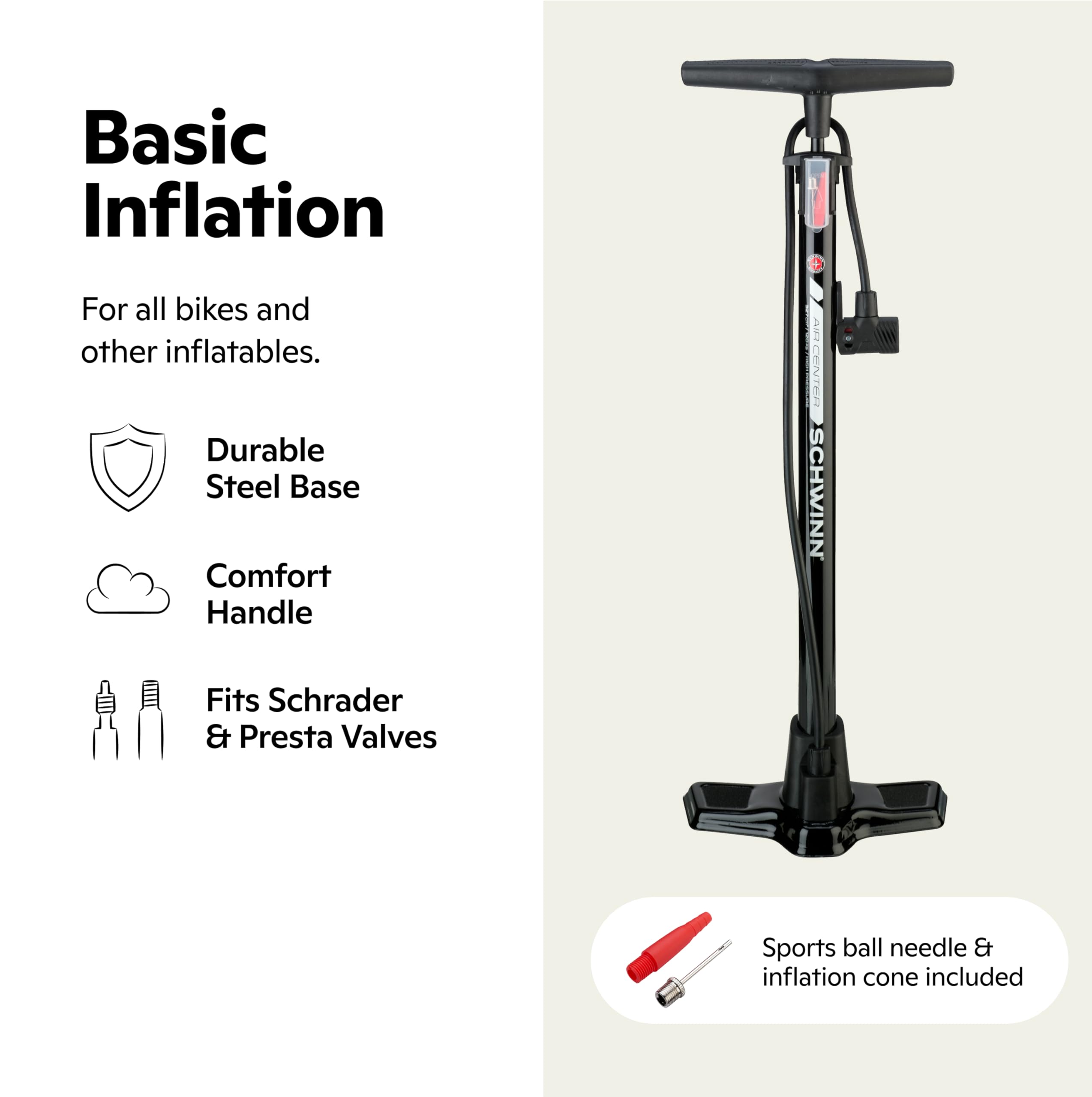 Snapklik.com : Air Center Floor Bike Pump, Pumps 120 Max PSI, Dual Head ...