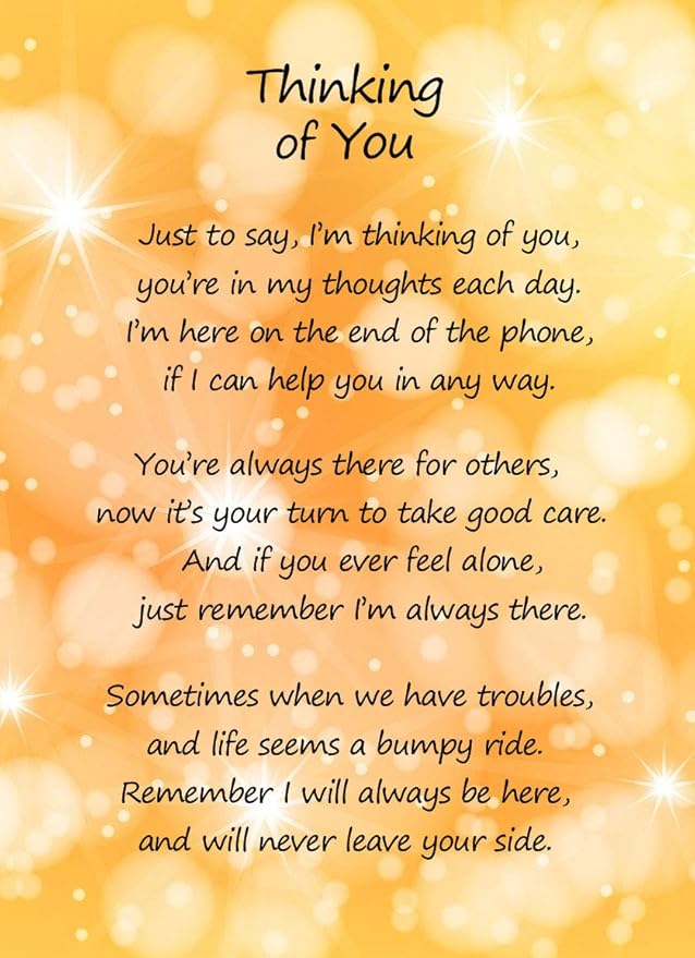 Thinking of You Poem Verse Greeting Card : Amazon.co.uk: Stationery ...