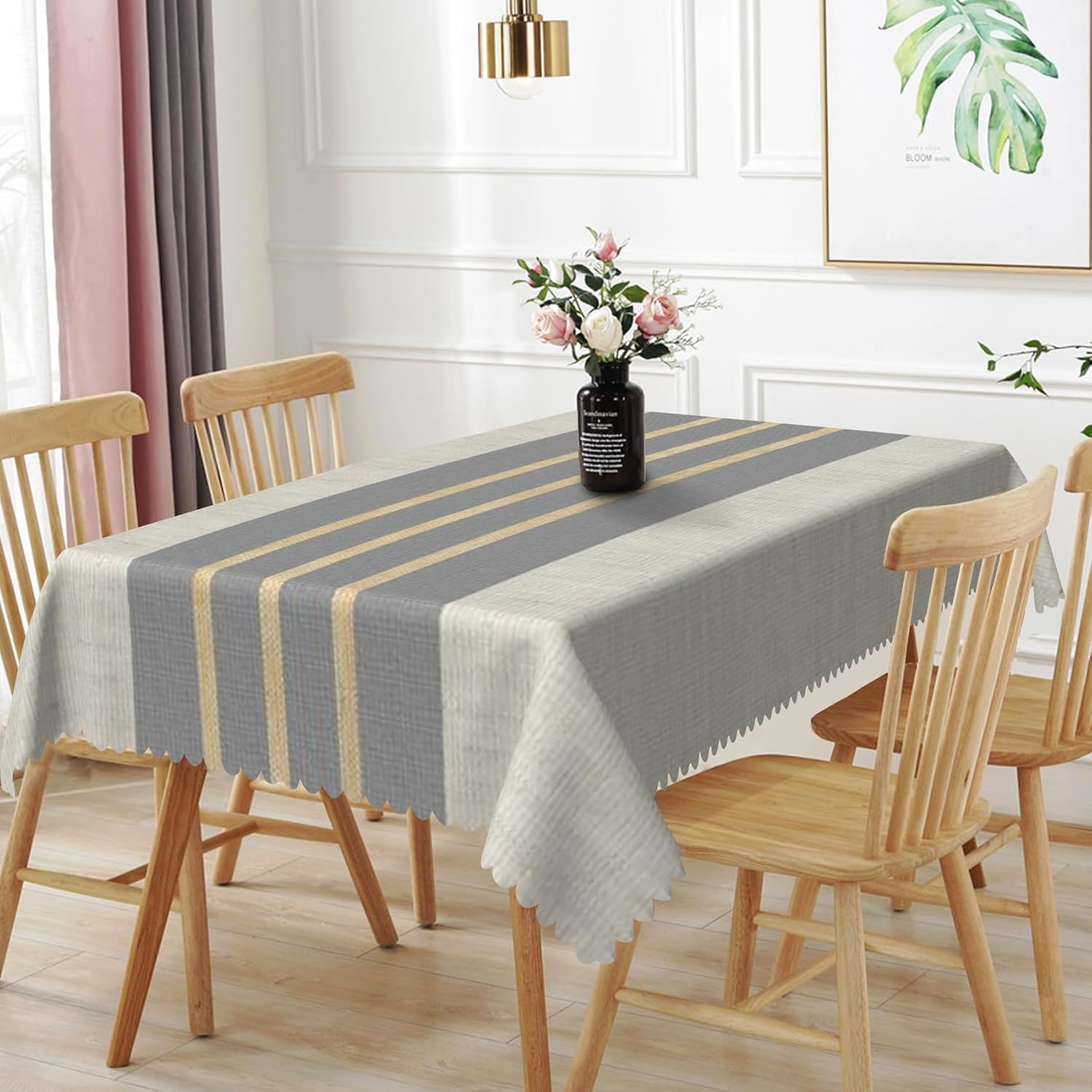 Amazon.com: TTQYFNM 70x120inches Elegant Tablecloths Grey and Gold ...