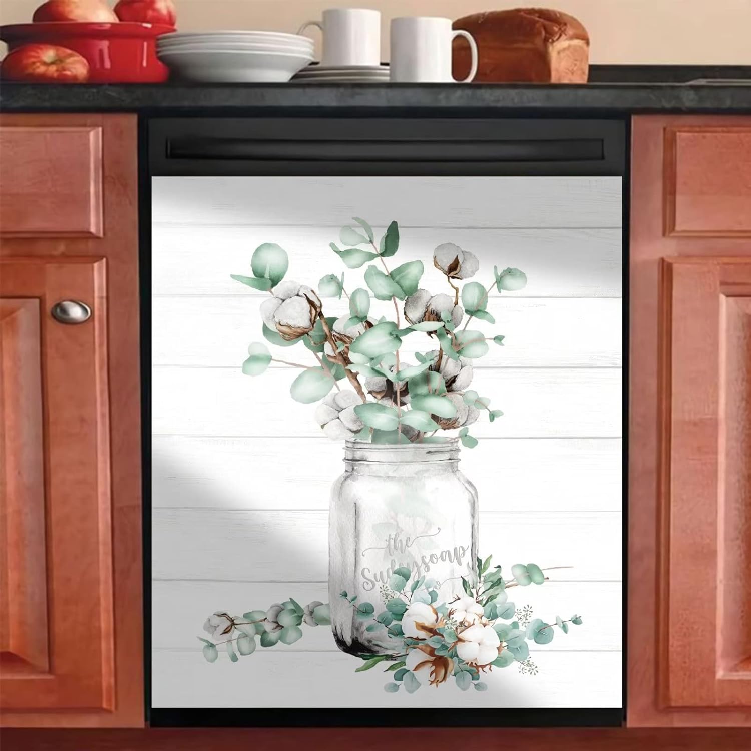 Amazon.com - Farmhouse Cotton Dishwasher Cover Eucalyptus Bouquet in a ...