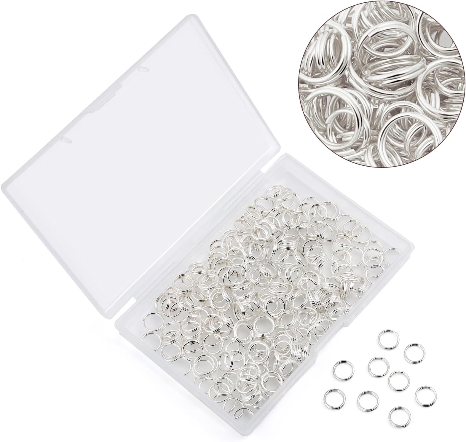 Amazon.com: LASSUM 200PCS 10mm Double Loops Round Split Jump Rings Wire ...