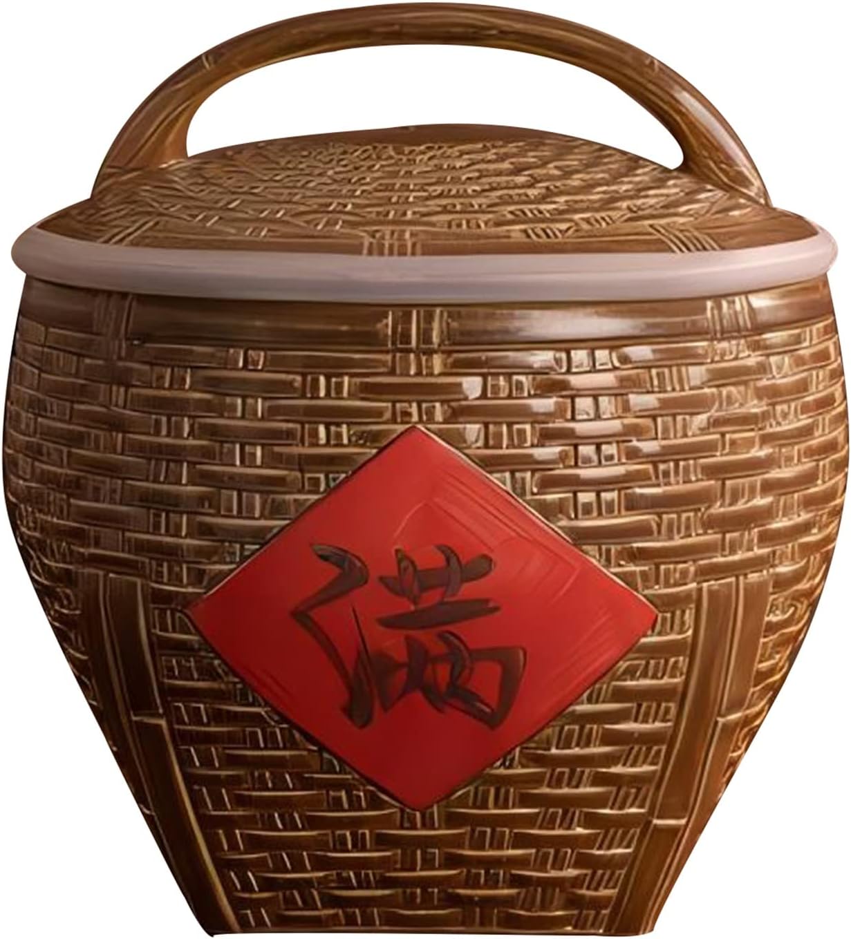 Amazon.com: Chinese Ceramic Rice Dispenser Cereal Storage Container ...