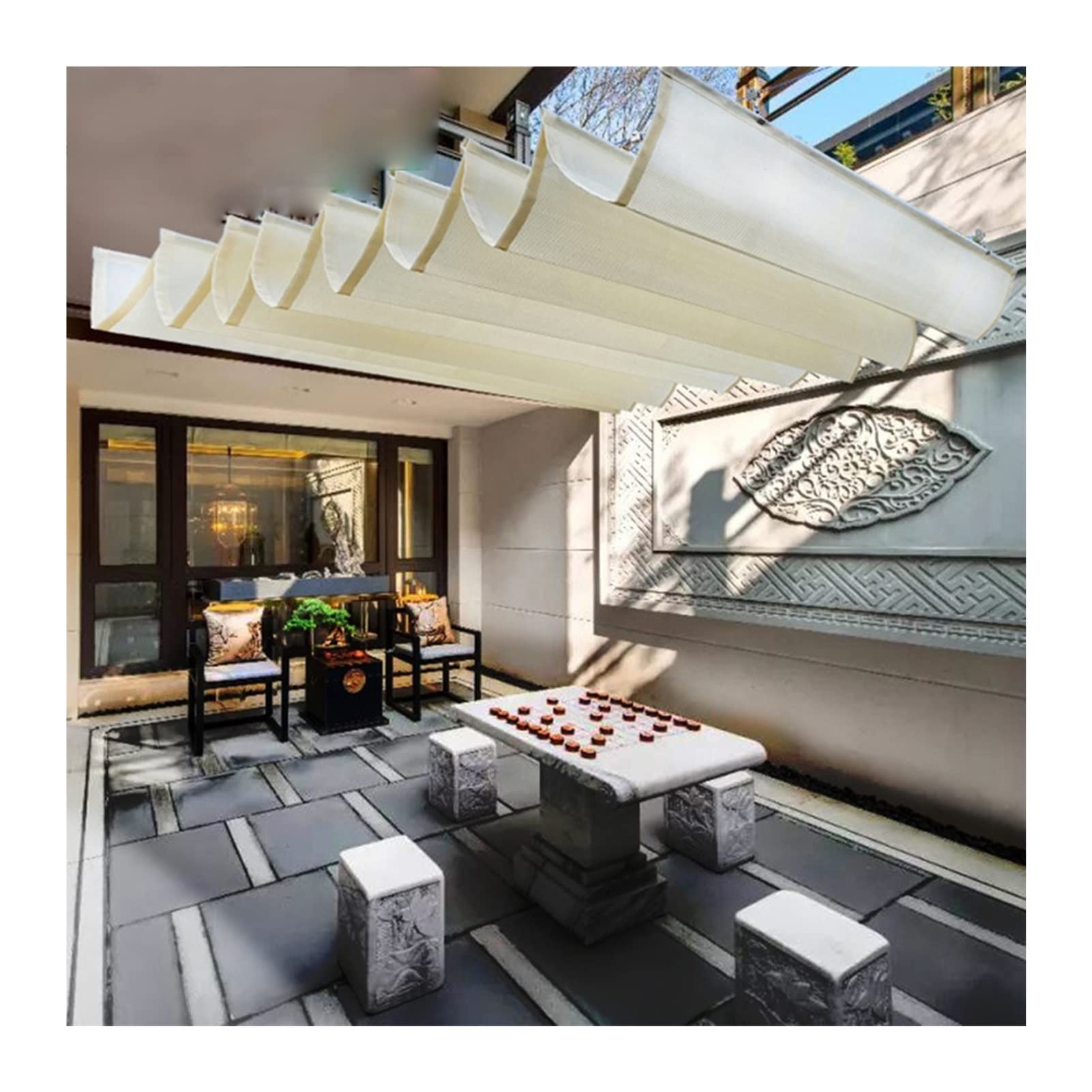 Buy LXBAMKEA Retractable Wave Canopy Pergola Cover, Uv and Sun ...