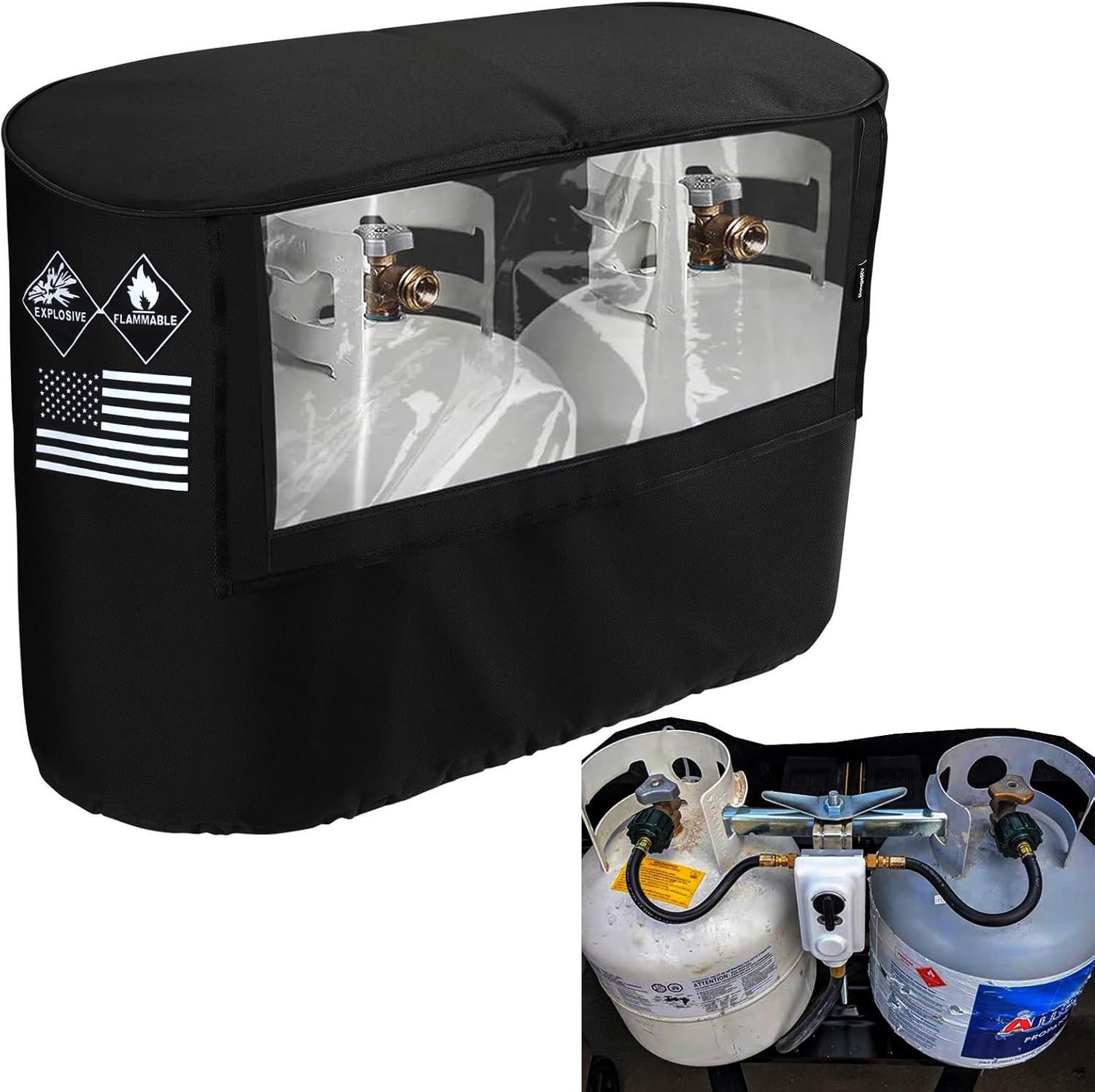 20LB RV Trailer Propane Tank Cover, Visible for Valve, Fit for Dual ...