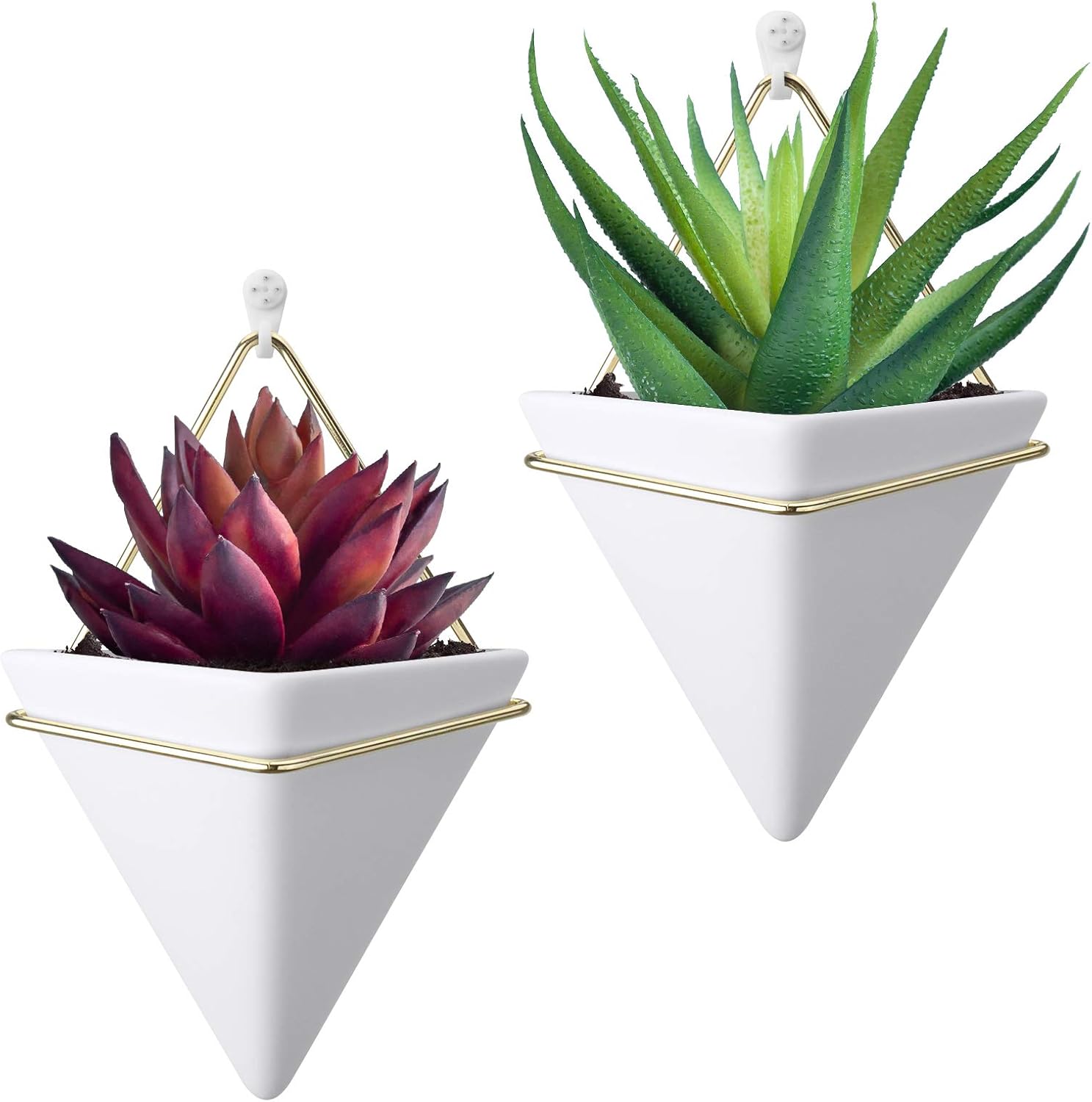 Amazon.com: HangerSpace Wall Planter 2 Pack, Ceramic Planter Indoor ...