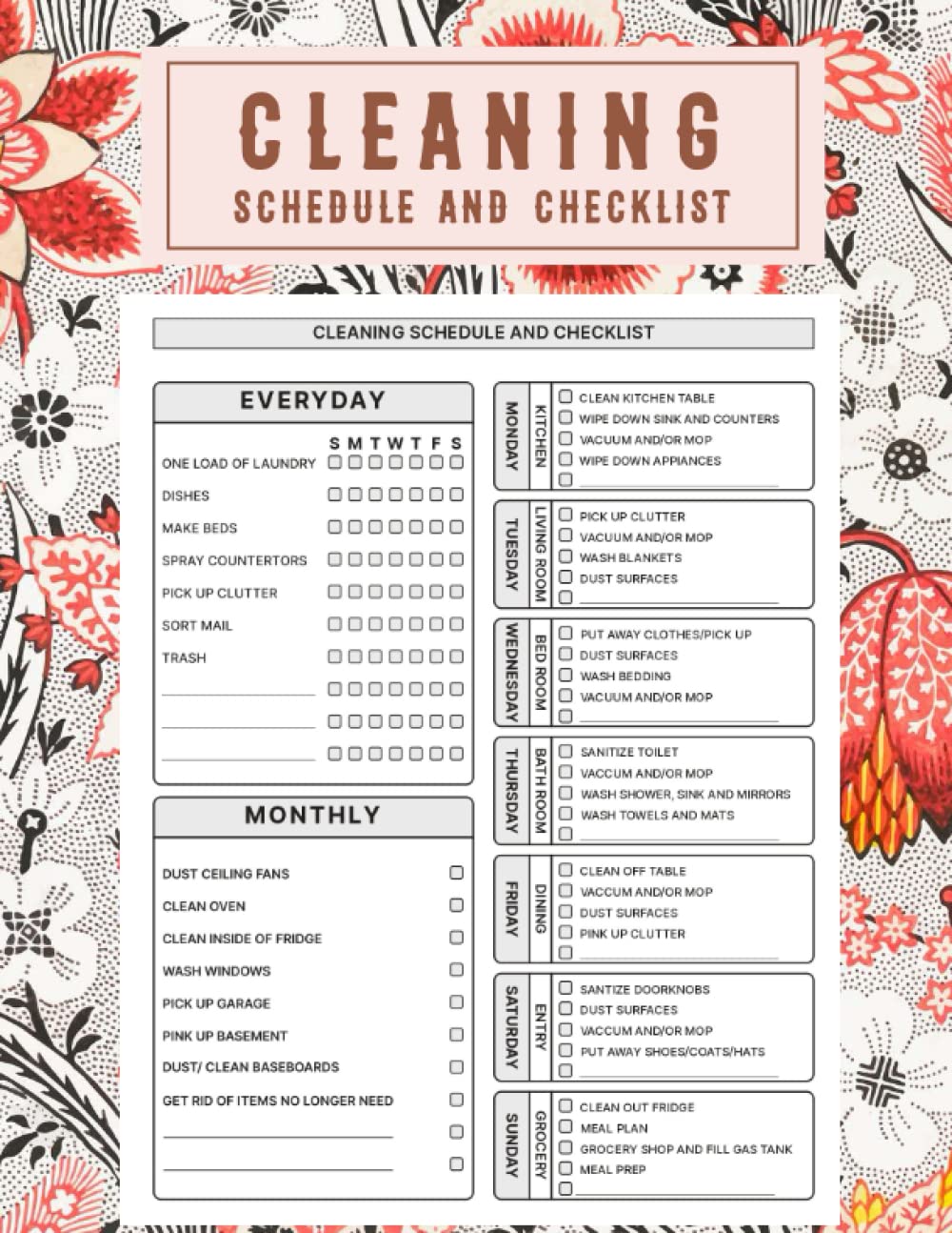 Buy Cleaning Schedule and Checklist: cleaning schedule and checklist ...