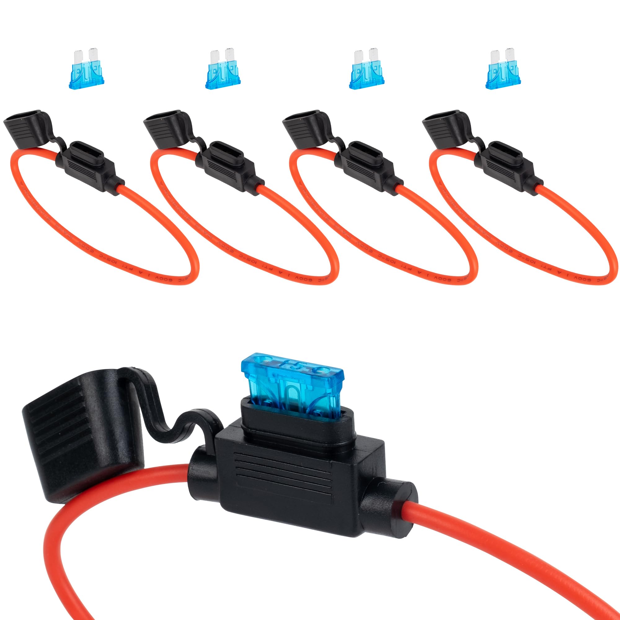 BlueStars 14-Gauge Inline Fuse Holder (4-Pack), Tinned Copper Marine ...