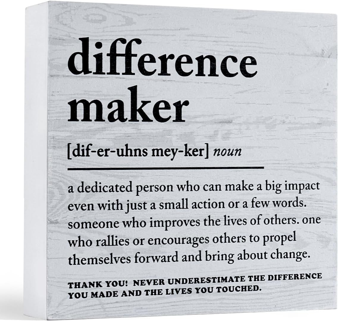 Amazon.com: Difference Maker Definition Desk Small Wood Sign Signs with ...
