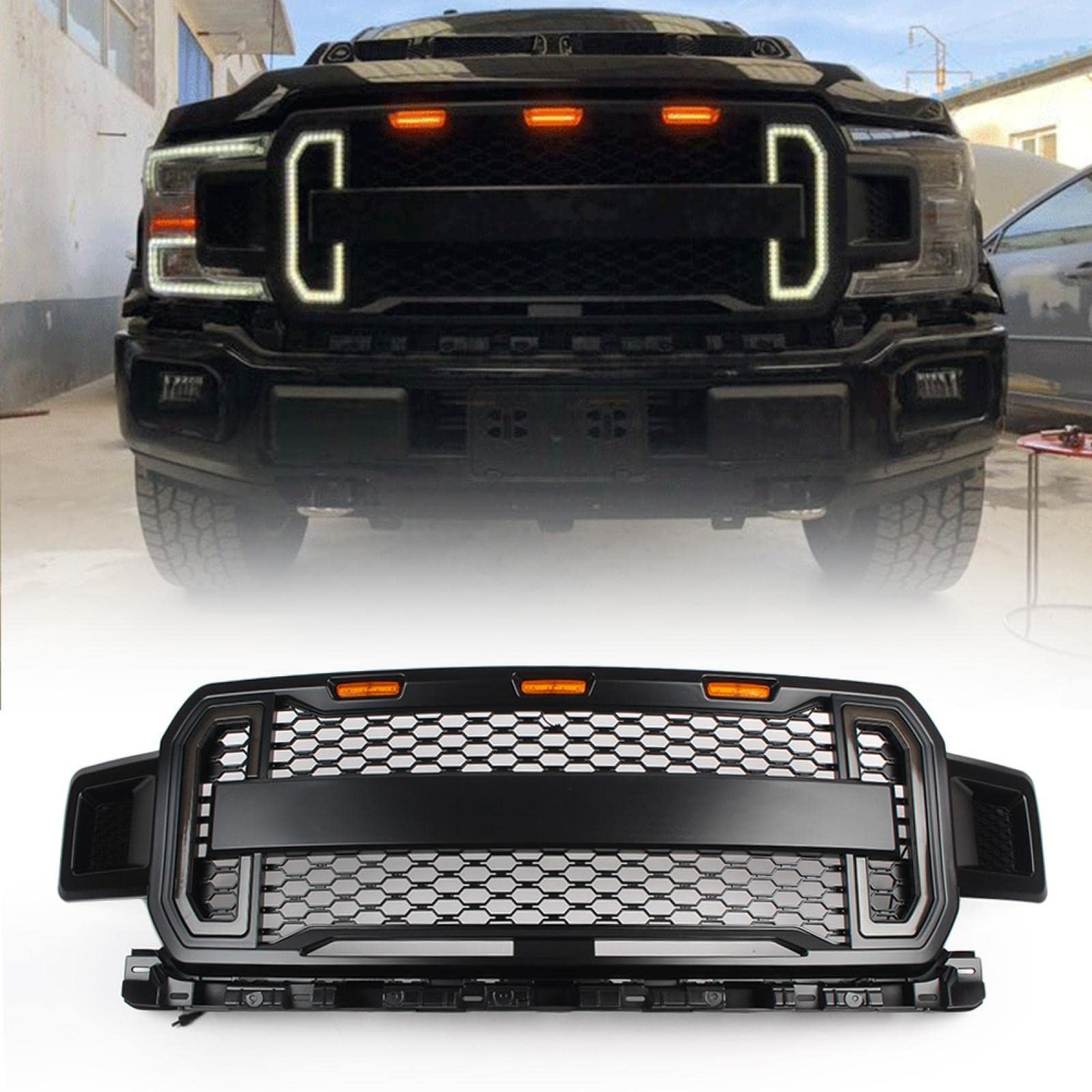 Buy YACHN Front Bumper Centre Grille For 2018 2019 F150 F-150 Car Front ...