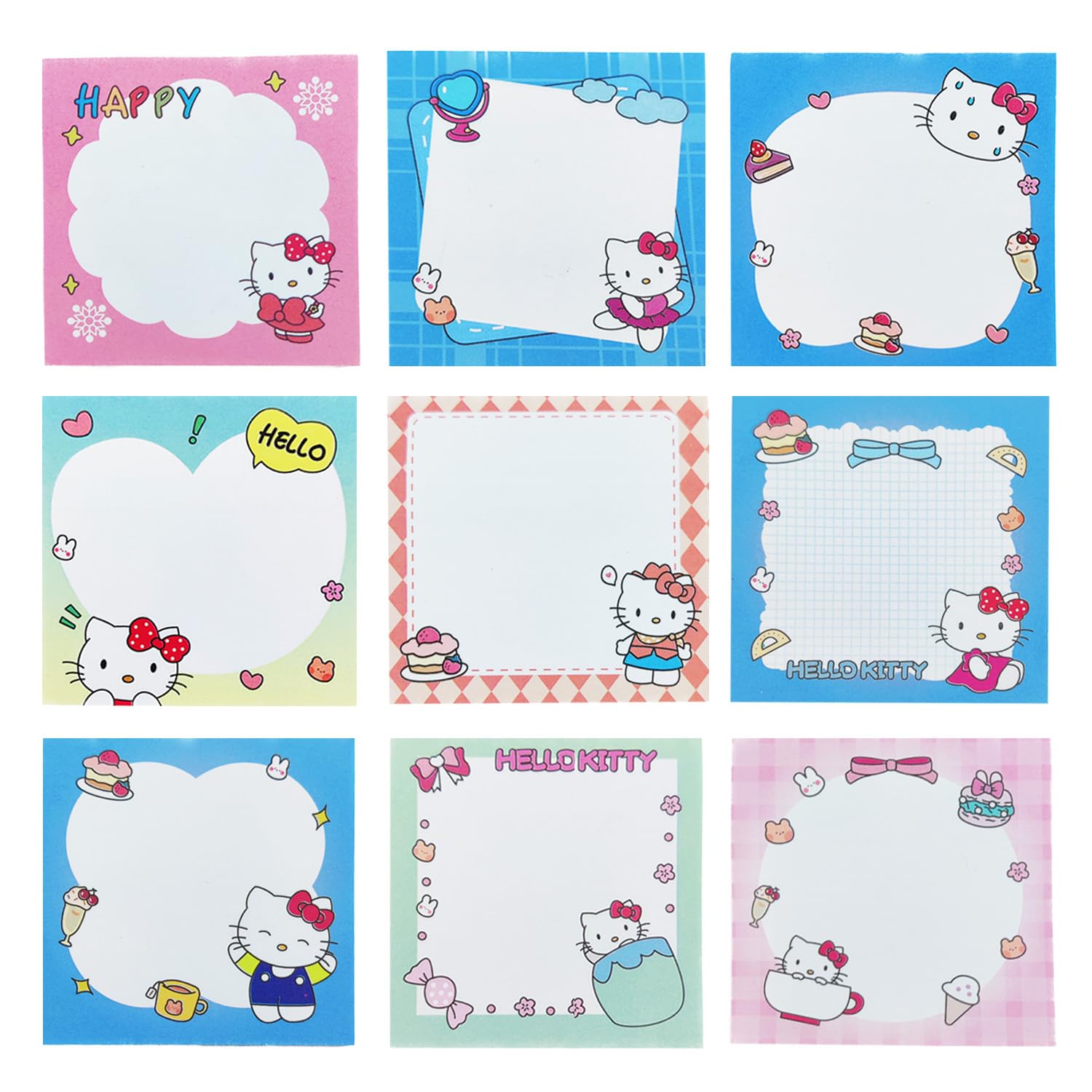 Heartquakes 9Pcs Kawaii Sticky Notes 450 Pages Cute Sticky Notes Self ...