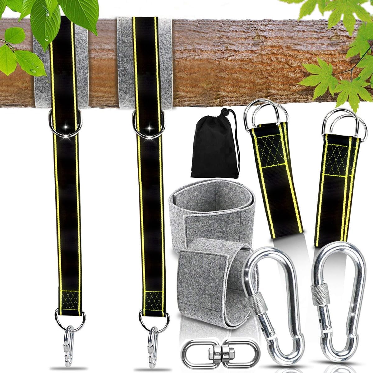 Tree Swing Hanging Straps Kit Holds 2000 lbs,5ft Extra Long Straps ...