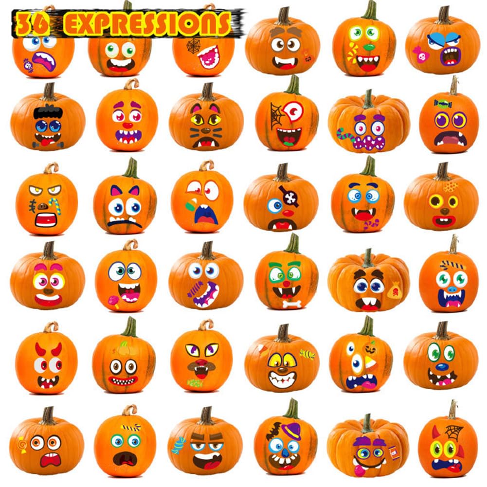 Pompoen Grappig Gezicht Stencil Happy Halloween Kaart Pompoen Gezicht