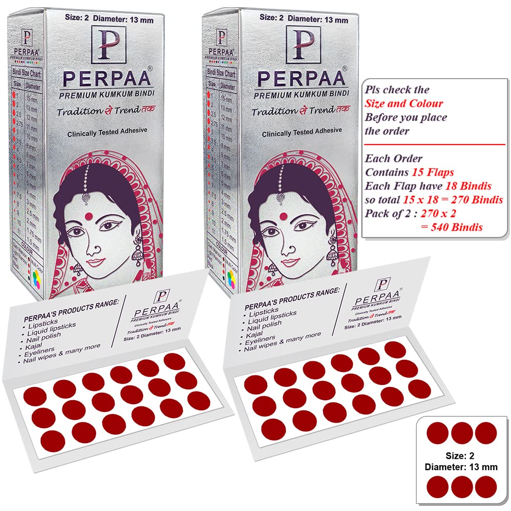 PERPAA Premium Velvet Sticker Kumkum Bindi Box of 15 Flaps Each Pack 2 ...