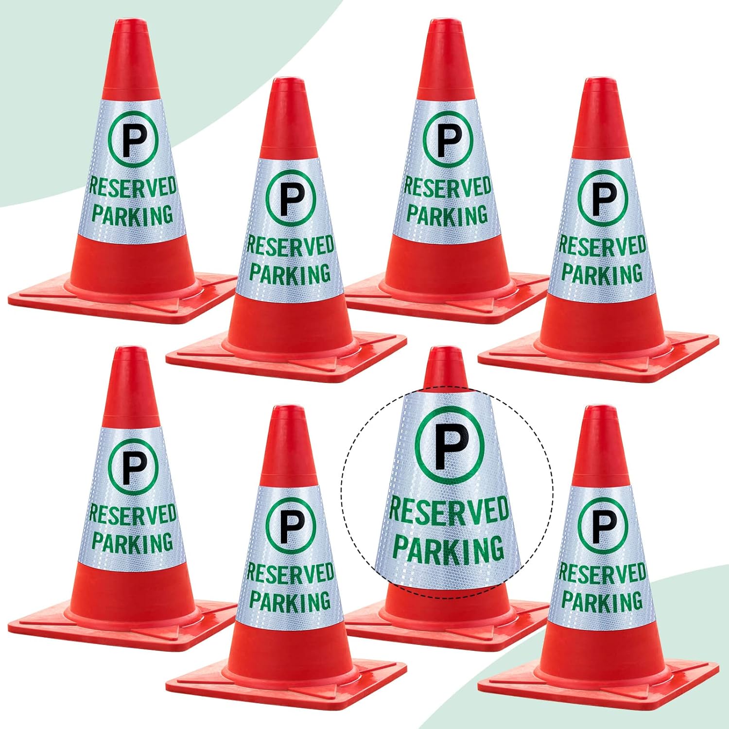 8 Pack Reserved Parking Cone Sleeve Bright Reflective Reserved Sign 360 ...