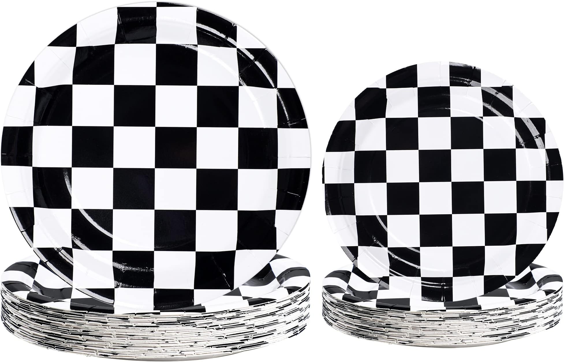 Amazon.com: Racing Car Paper Plates Black and White Disposable Plates ...