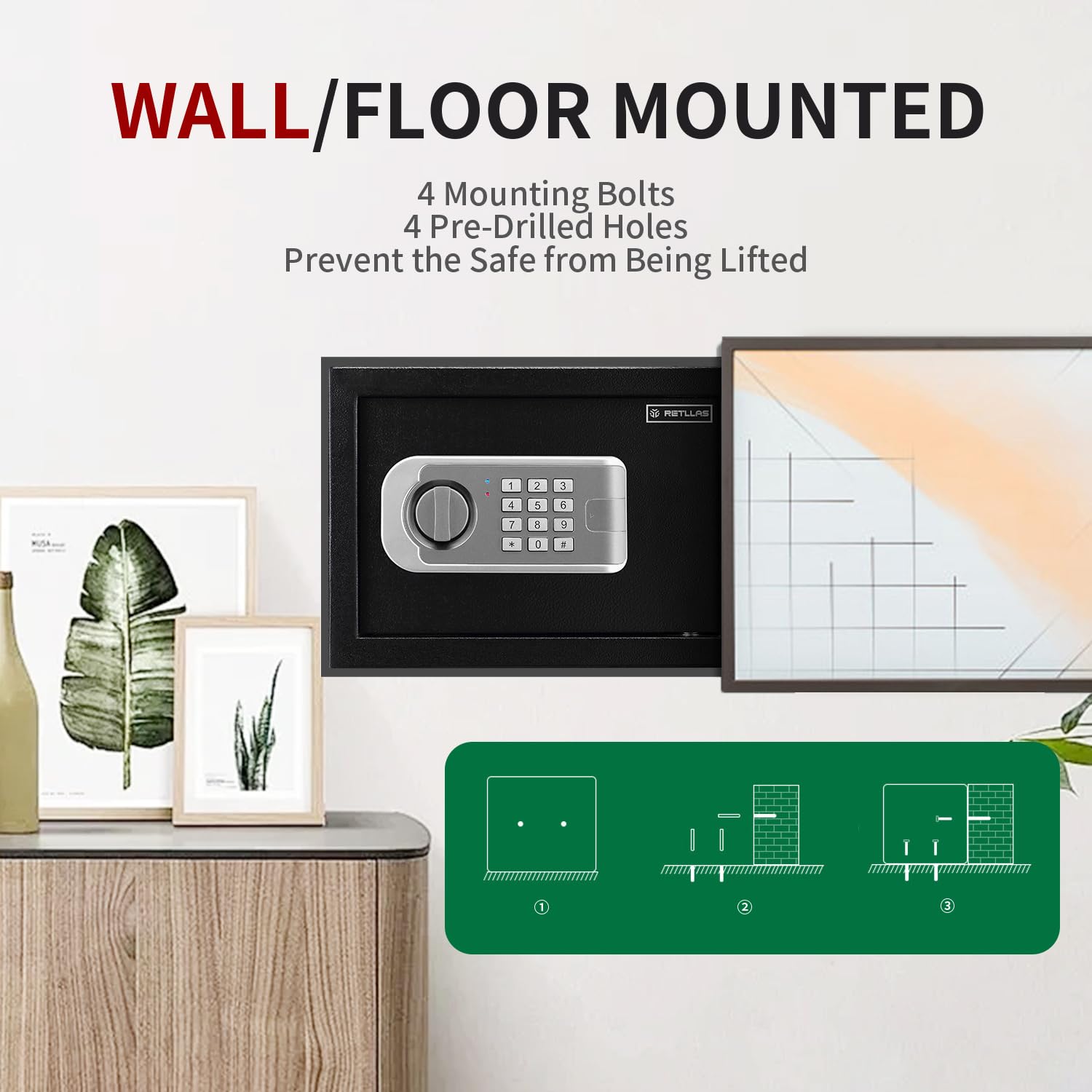 Snapklik.com : RETLLAS Home Safe Fireproof Waterproof,Fireproof Safe