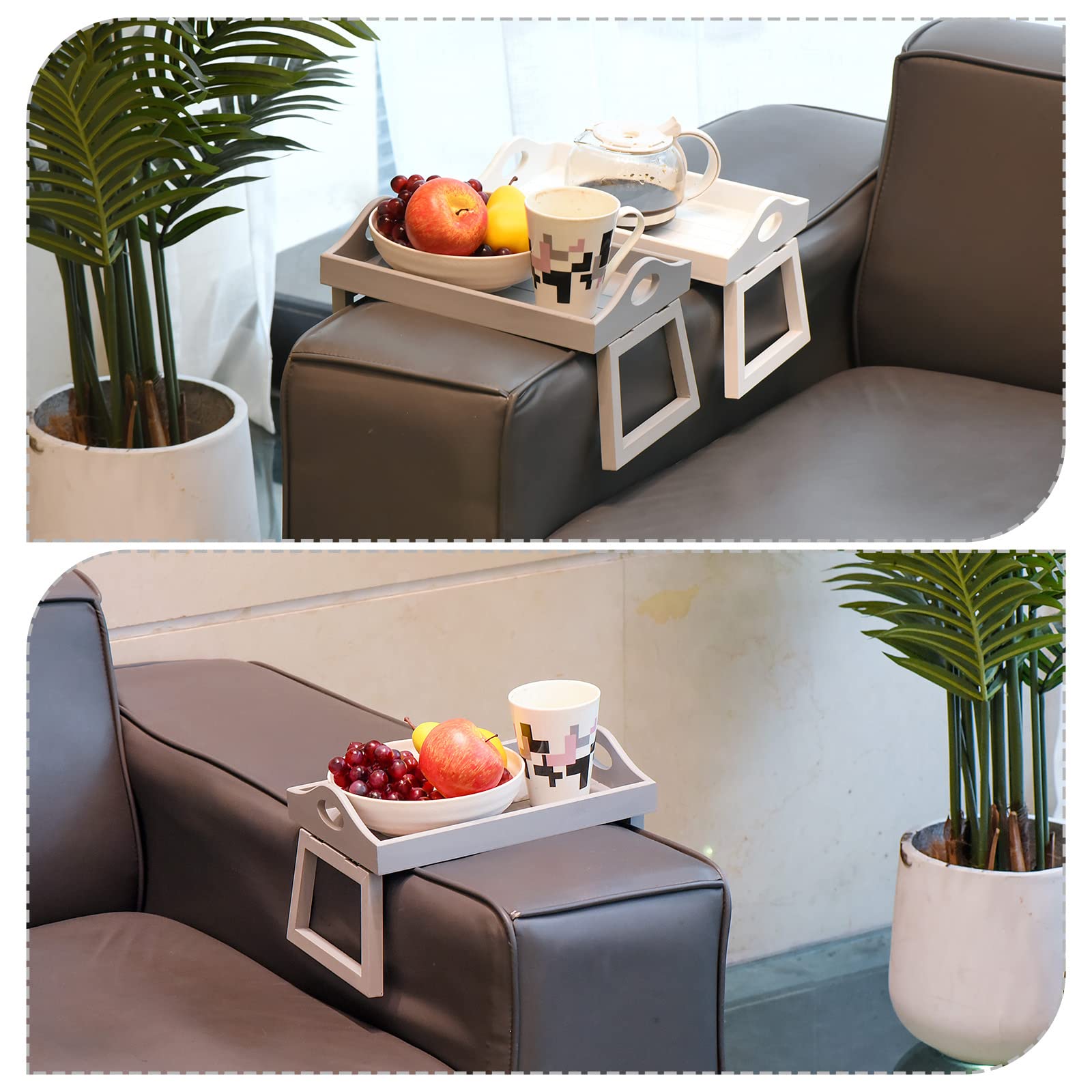 PATIKIL Sofa Armrest Tray, 2 Pack Arm Table Couch Tray Clamp on Table ...