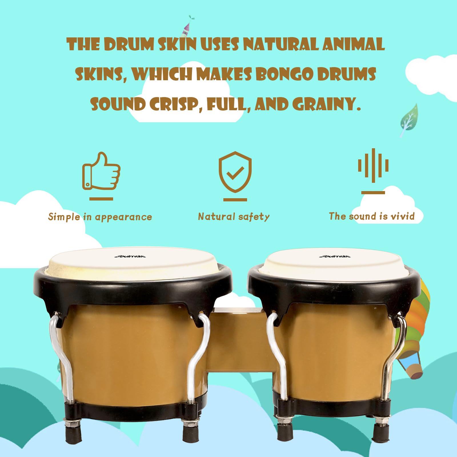 Snapklik.com : Soulmate Bongo Drums 4” And 5” Set For Kids Beginners ...