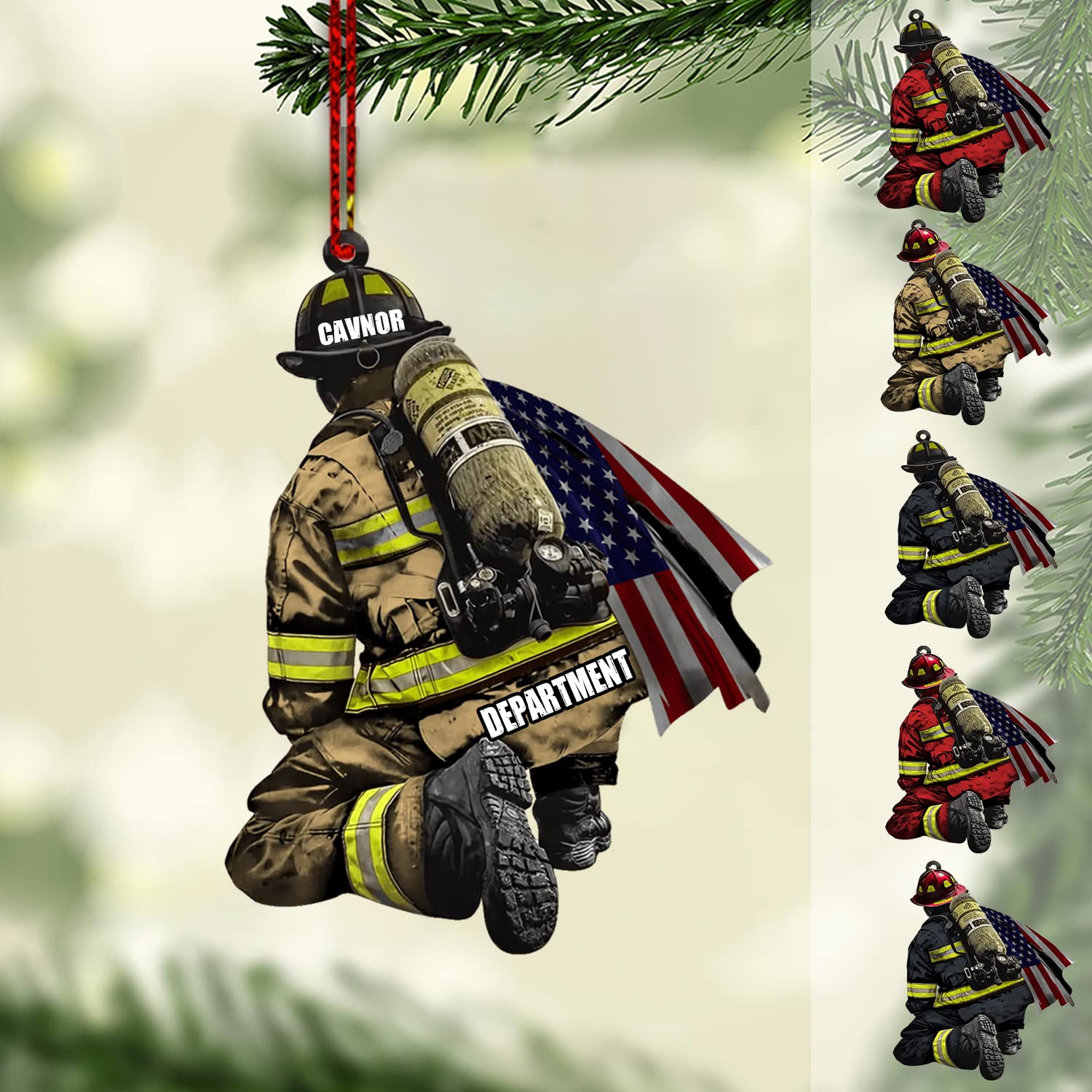 Amazon.com: IZI POD Personalized Firefighter Ornament 2D Flat Shape, Custom Firefighter ...