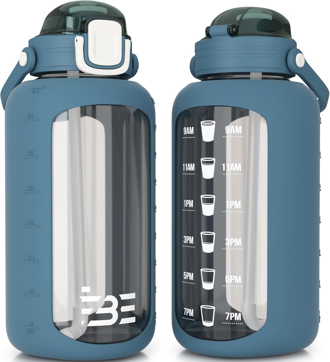 Be-Active Glass Water Bottle 2.2 Litre with Times to Drink ...