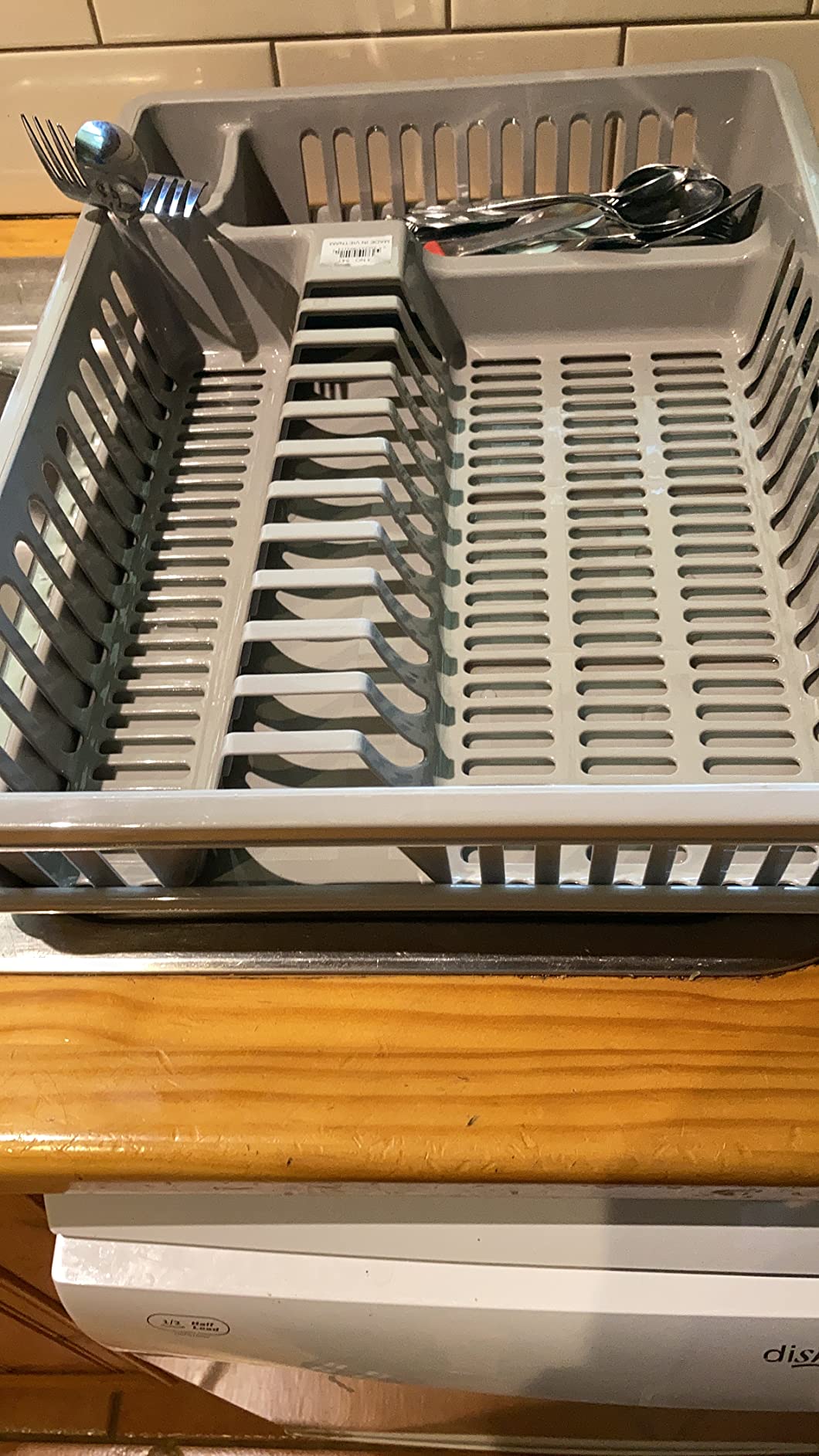 Home Master Dish & Cutlery Rack with Draining Tray Sturdy Compartments ...