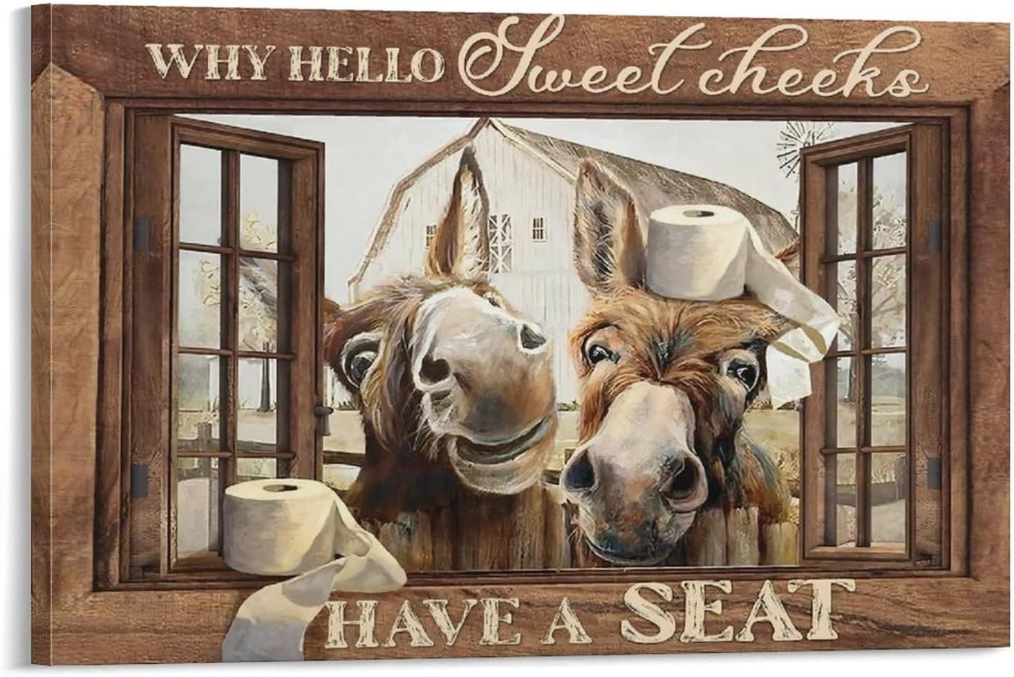 Amazon.com: Two Donkeys Poster, Why Hello Sweet Cheeks, Mini Donkey ...