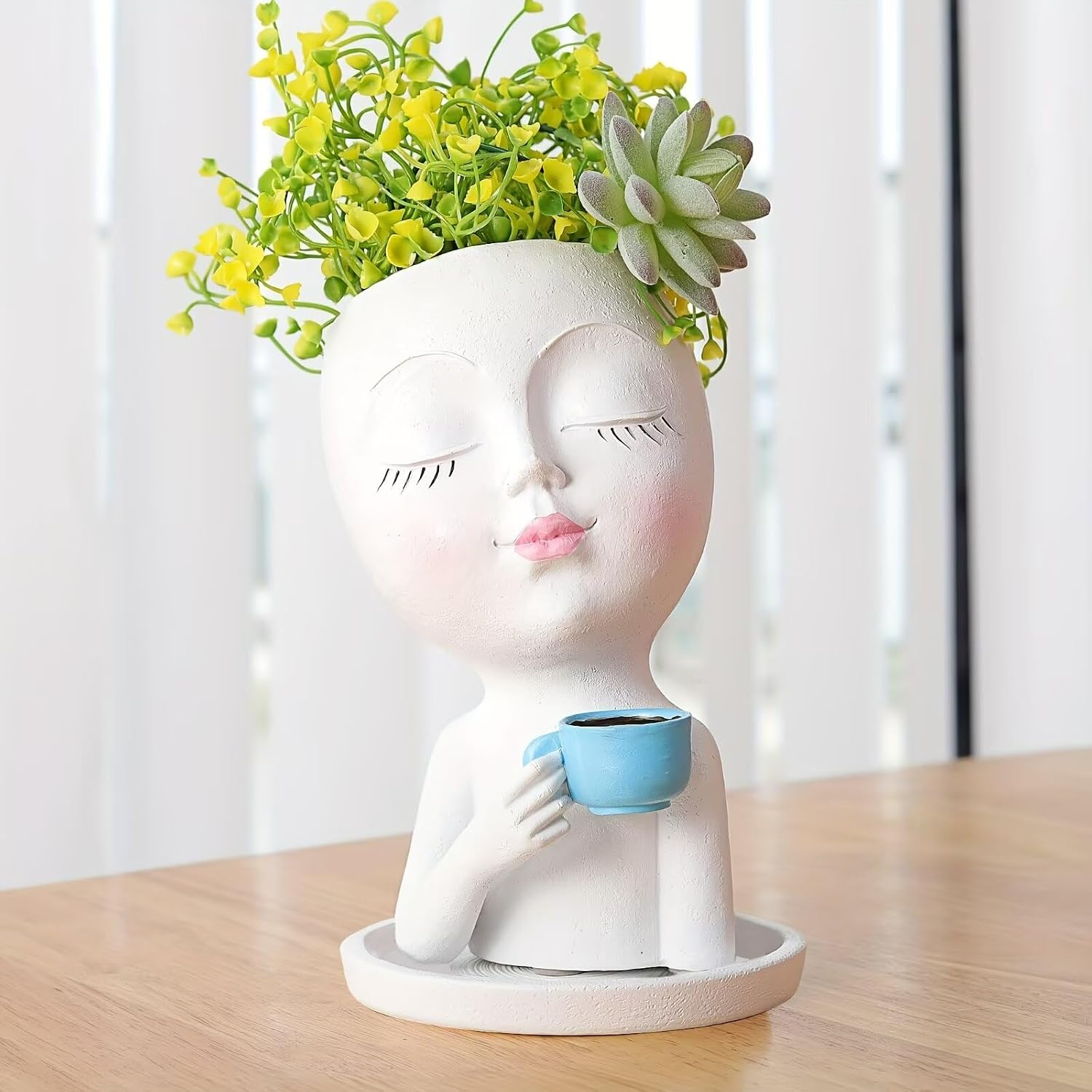 Amazon.com: SeoatLink Face Planter Pot Head Planters, Cute Girl Faces ...