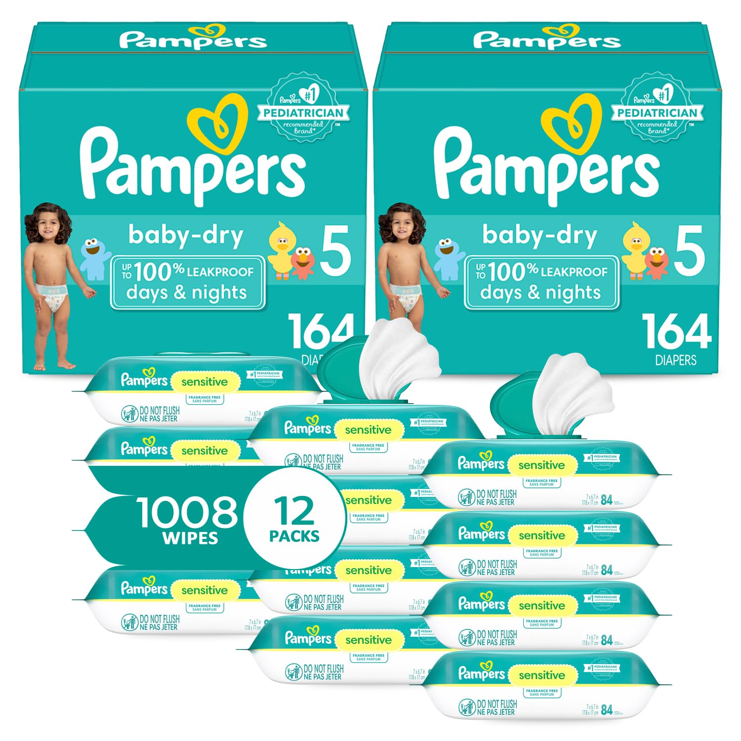 Amazon.com: Pampers Baby Dry Disposable Baby Diapers Size 5, 2 Month ...