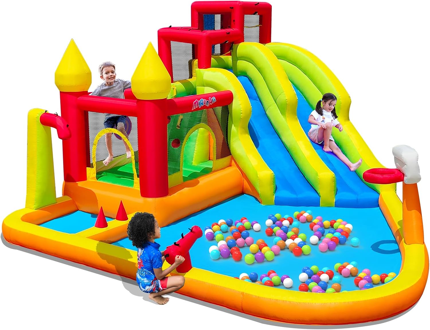 Amazon.com: MIRUNAIR Inflatable Bounce House with Slides, Inflatable ...