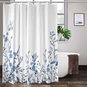 Amazon.com: Extra Long Shower Curtains 72 x 78 Inch, Blue Fabric Shower Curtains for Bathroom ...