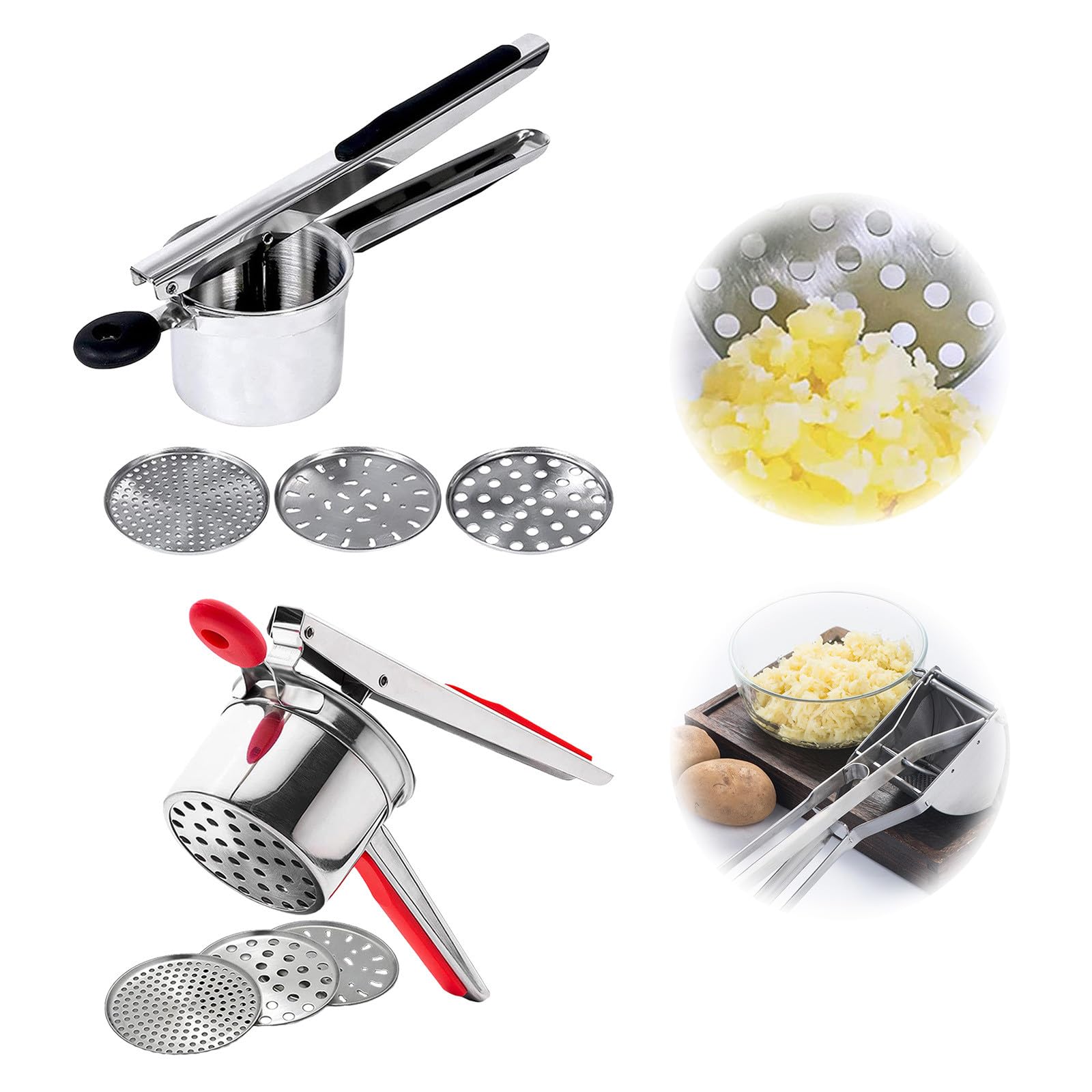 Amazon.com: Potato Ricer, Stainless Steel Manual Potato Masher with 3 ...