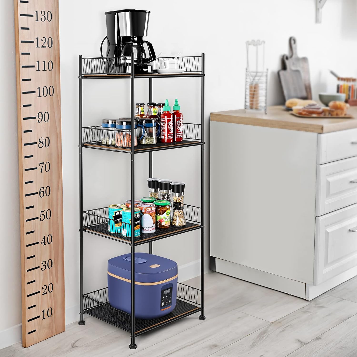 Amazon.com: smusei 4 Tier Open Shelving Units Freestanding Kitchen ...