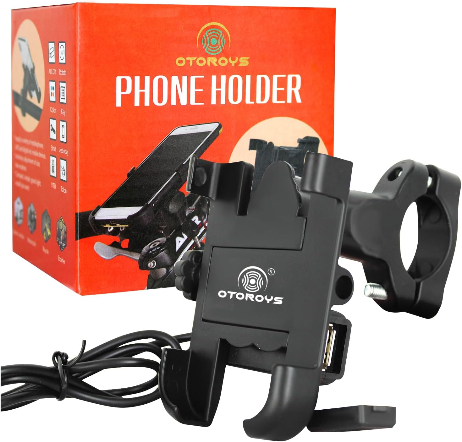 OTOROYS Universal Bike Mount Holder Metal Body 360 Degree Rotating ...